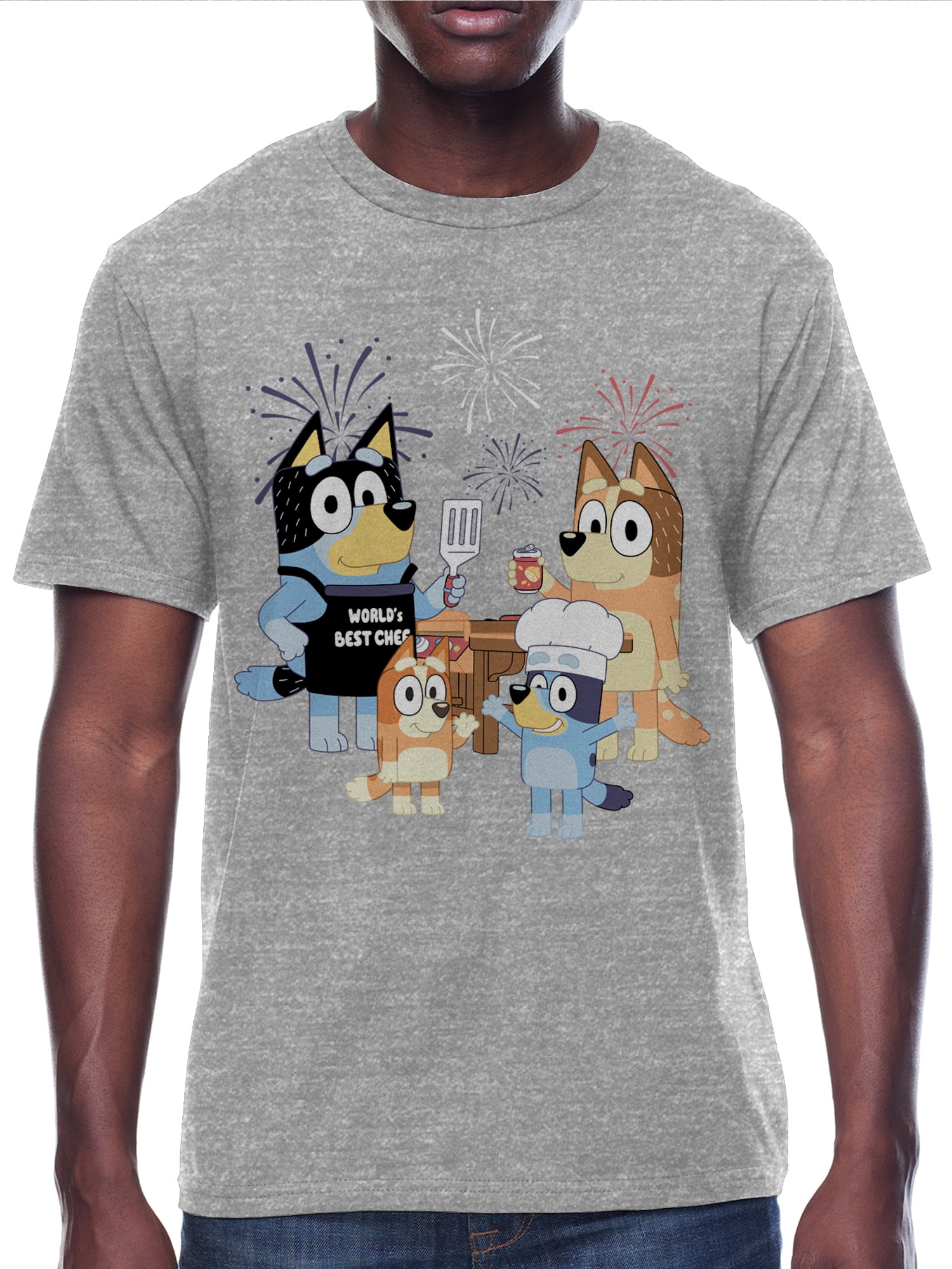 Bluey, Men's & Big Men's Graphic Tee Shirt, BBQ Americana Patriotic ...