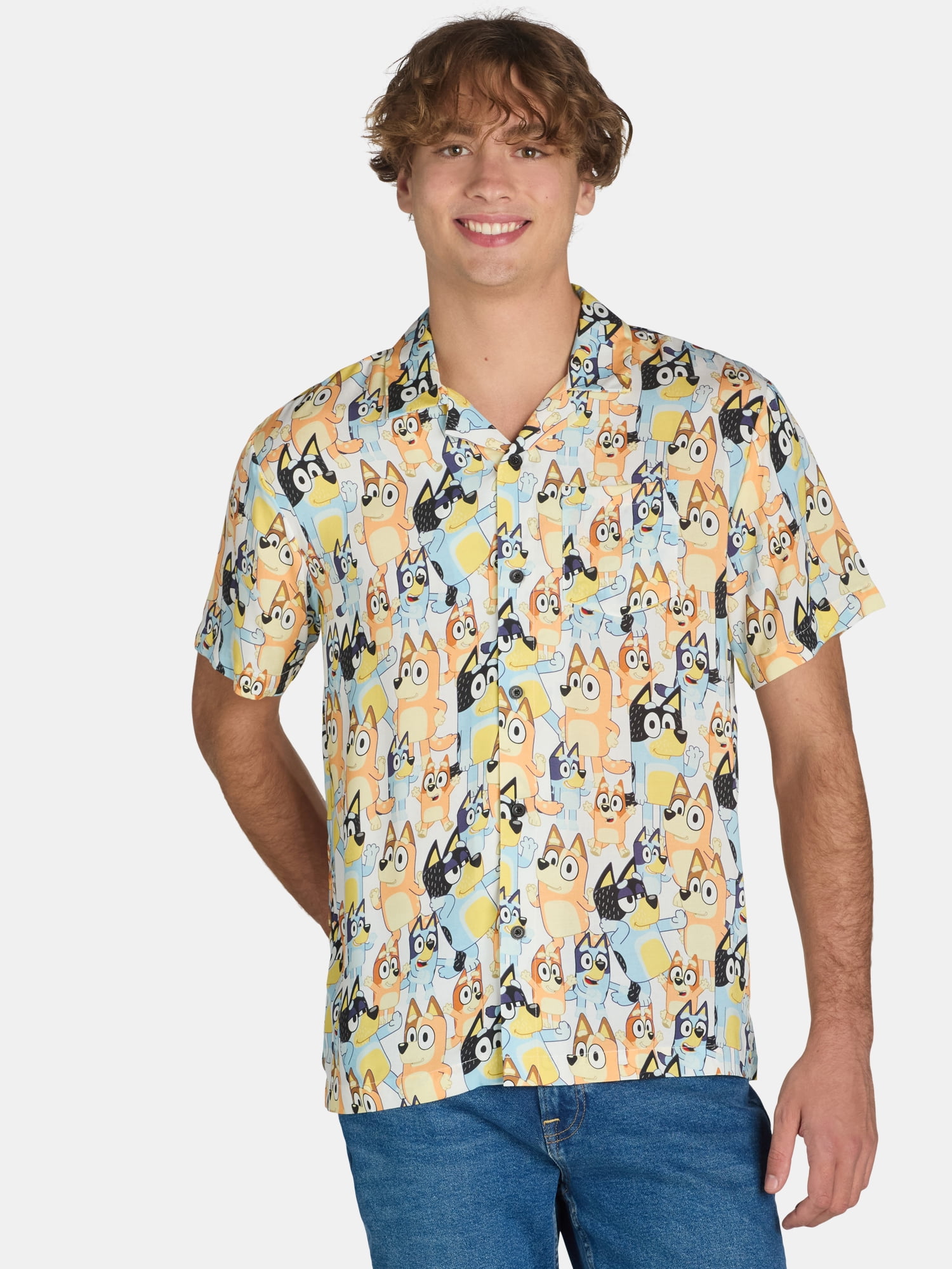 Bluey Men's Family Graphic Polo Shirt, Sizes S-3XL, Button Collar ...