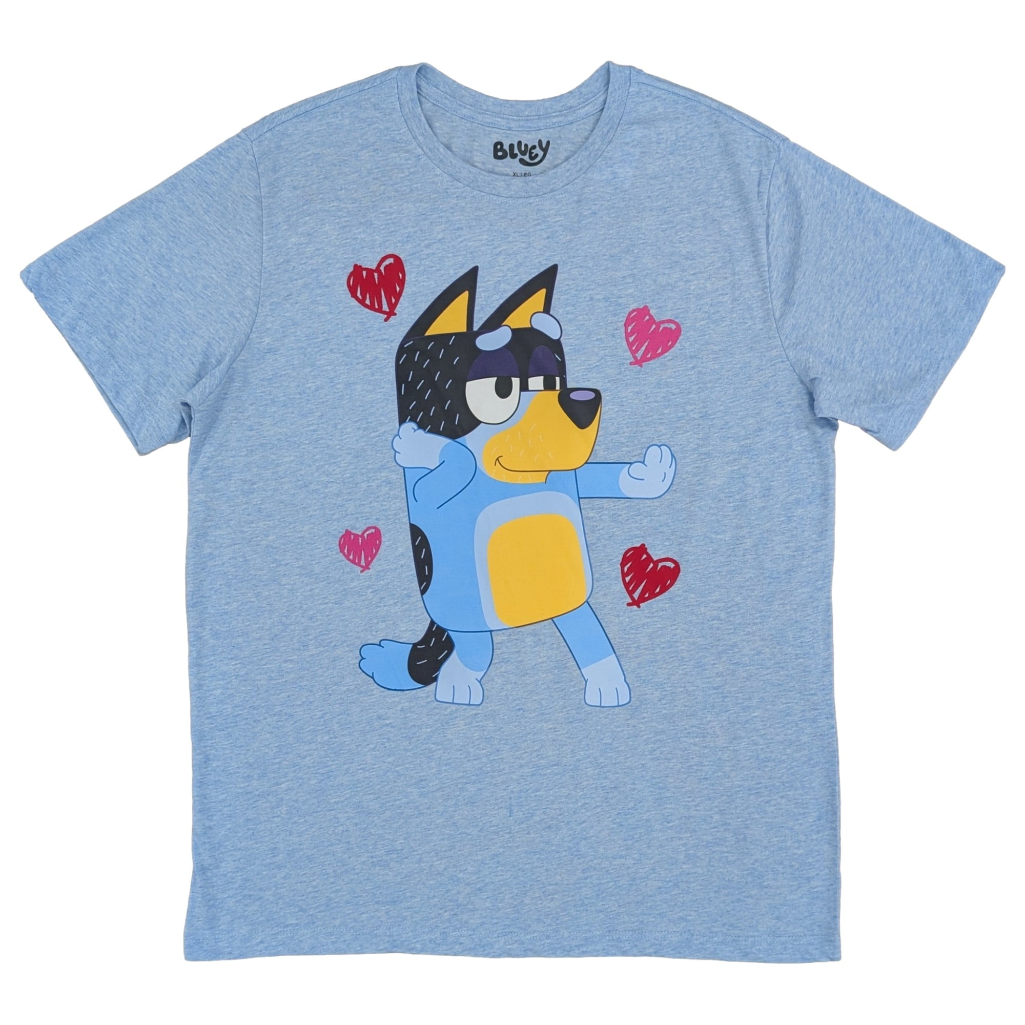 Bluey Mens Blue Heather Short Sleeve Graphic T-Shirt X-Large - Walmart.com