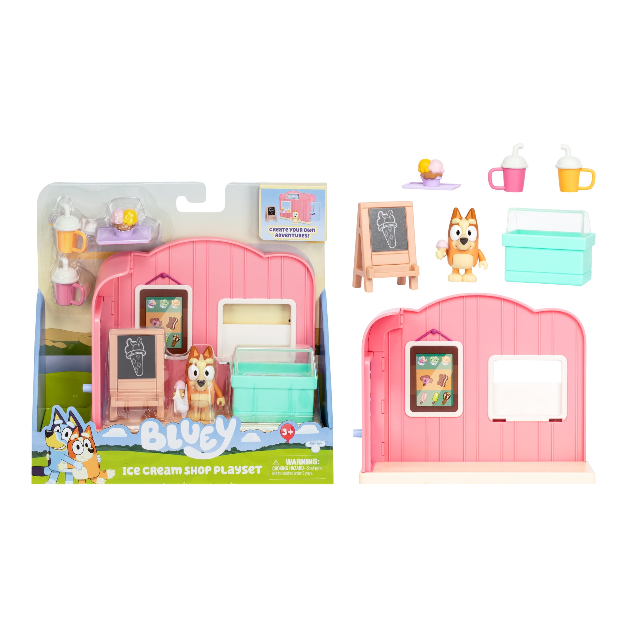 Bluey Mini Playset Ice Cream Shop, Toddler Child, Blue, Play Food, ABS ...