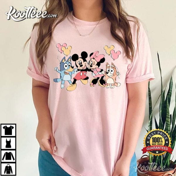 Bluey Minnie Mickey Summer Unisex Short Sleeve T-Shirt ,Charcoal Color ...