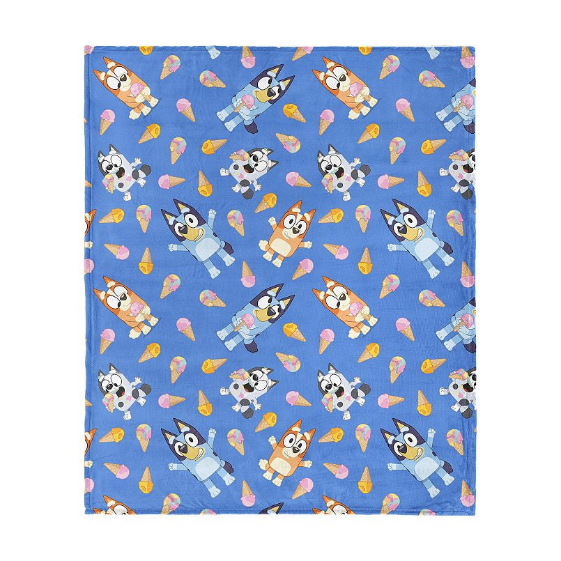 Bluey Ice Cream Bluey, Bingo, Muffin Polyester Throw, 46" x 60 ...