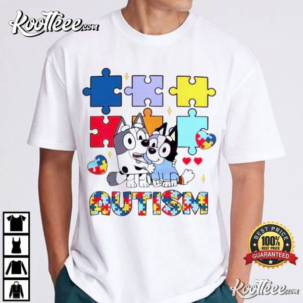 Bluey Muffin Autism Awareness Unisex Short Sleeve T-Shirt ,Red Color ...