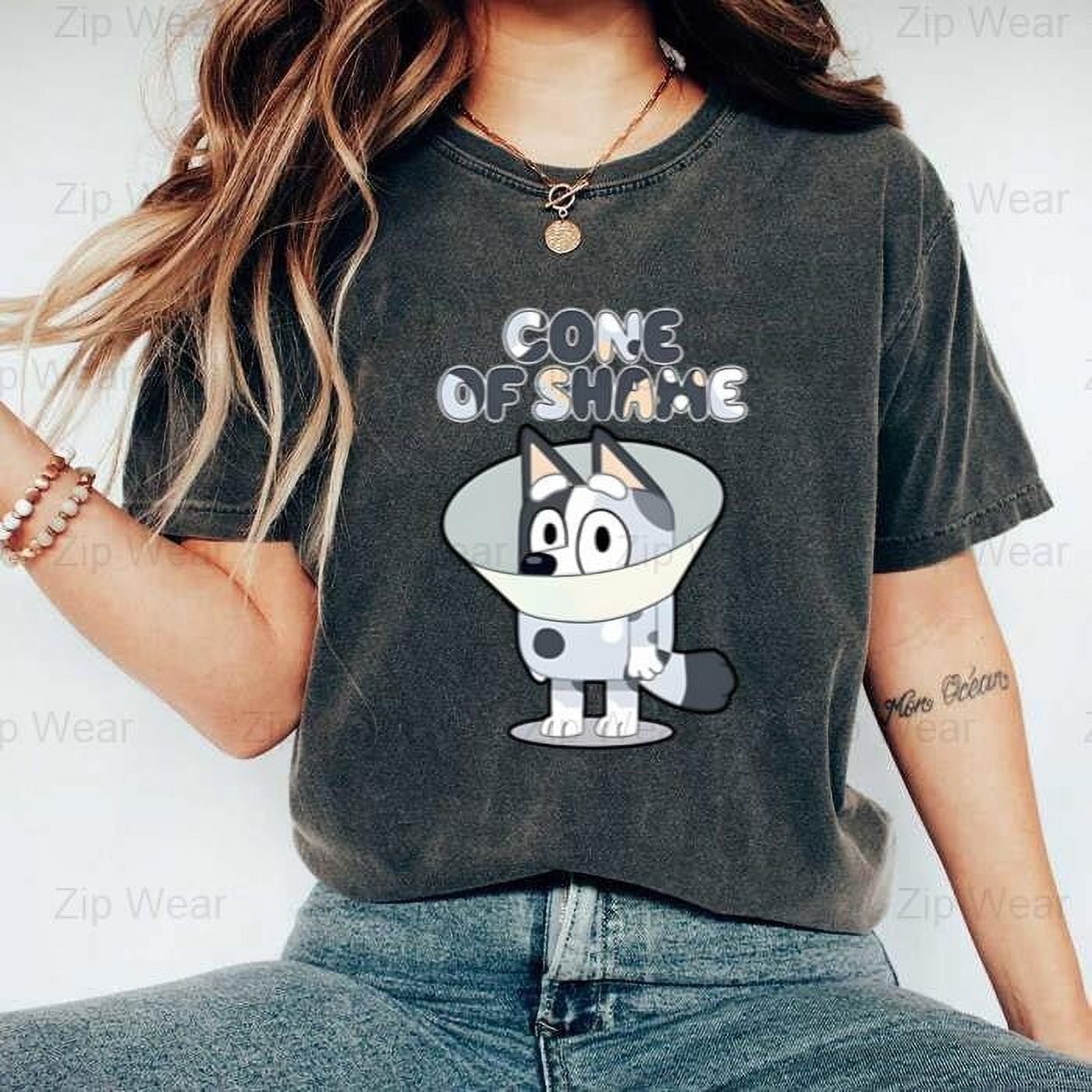 Bluey Muffin Cone Of Shame Family Shirt, Cartoon, Dog, Merch, Fan ...