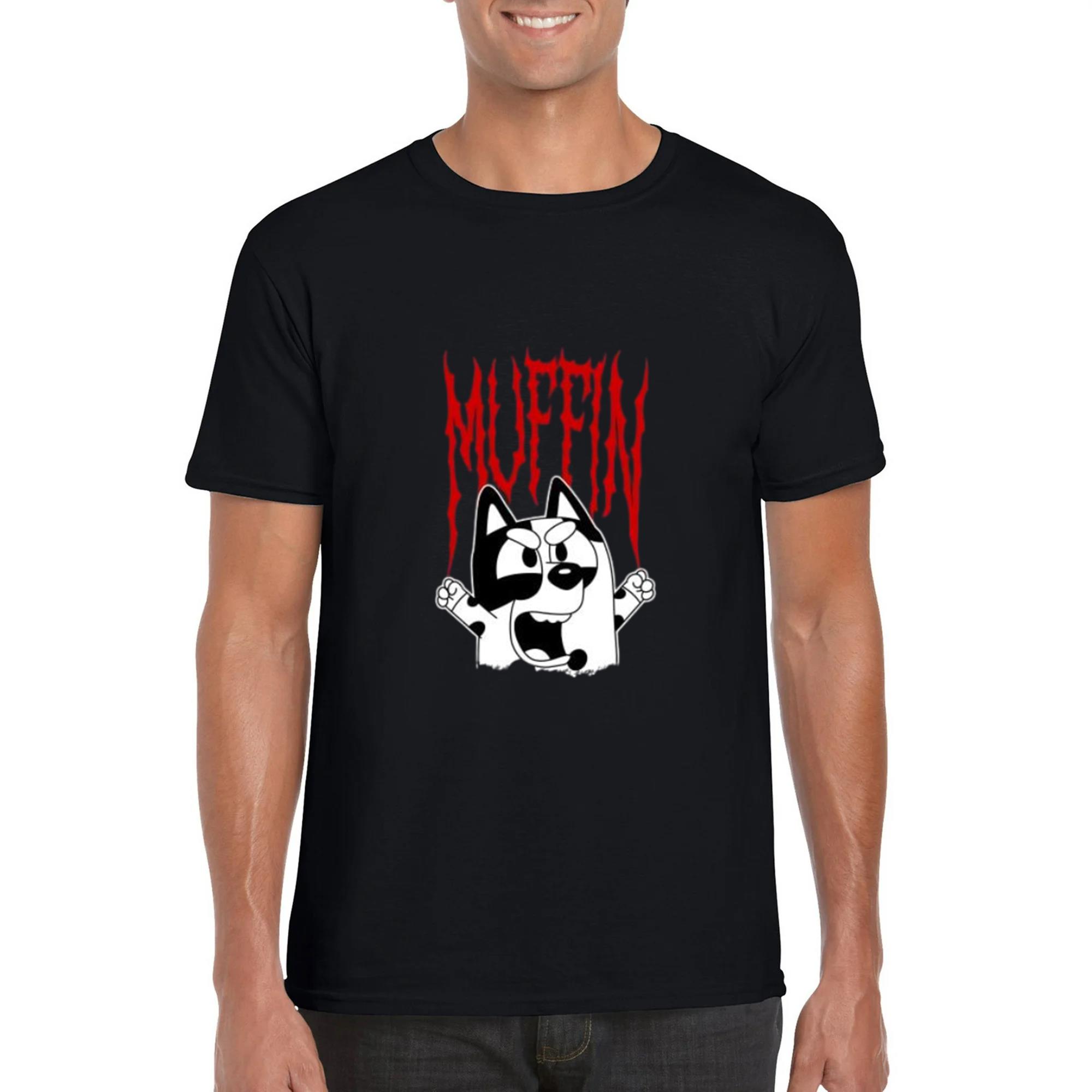 Bluey Muffin Metal Funny Cartoon Dog Heavy Music Parody T-Shirt, for ...