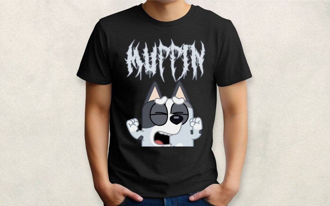 Bluey Muffin Metal Shirt, Bluey & Goth Disney Design, Deathmetal Rock ...