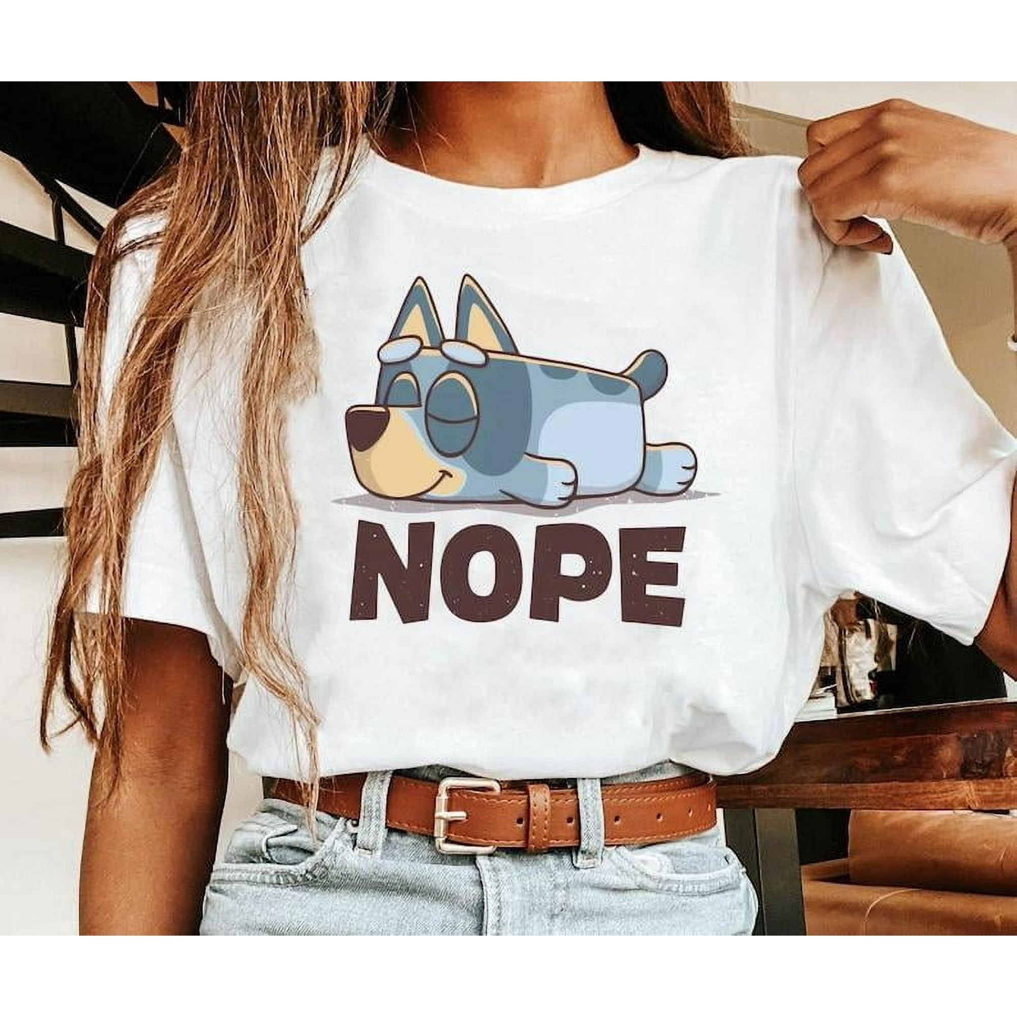 Bluey Muffin Nope Lazy Mode T-Shirt, Vintage Cartoon Design, Unisex S-5Xl Hot Trending Shirt ...