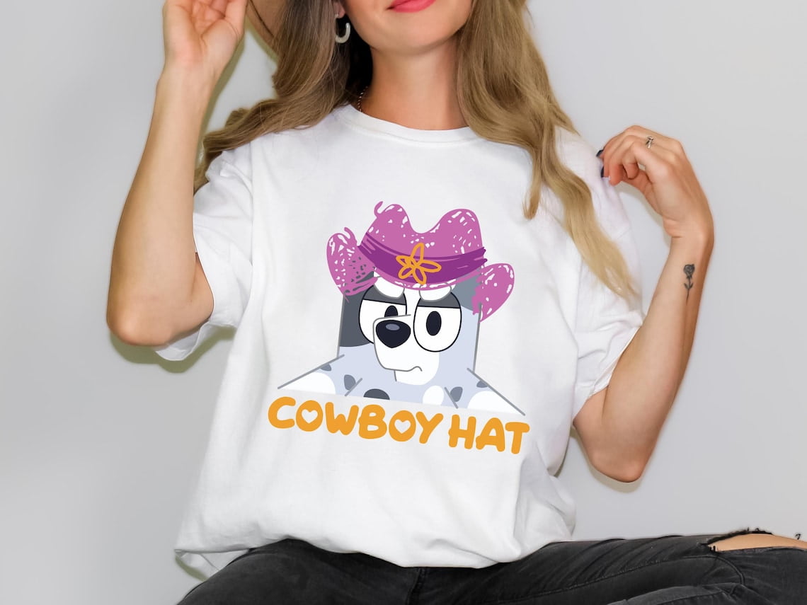 Bluey Muffin T-shirt, Cowboy Hat Shirt, Muffin Cowboy Hat Shirt, Bluey ...