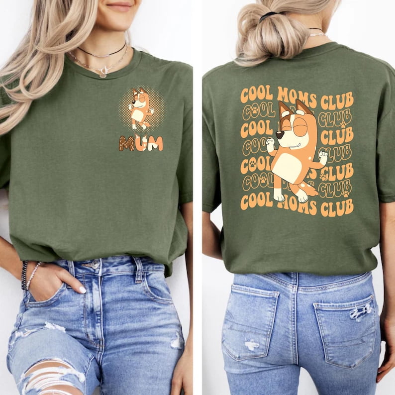 Bluey Mum shirt, Cool Mums Club Chilli, Bandit Chilli Mom Shirt,Red ...