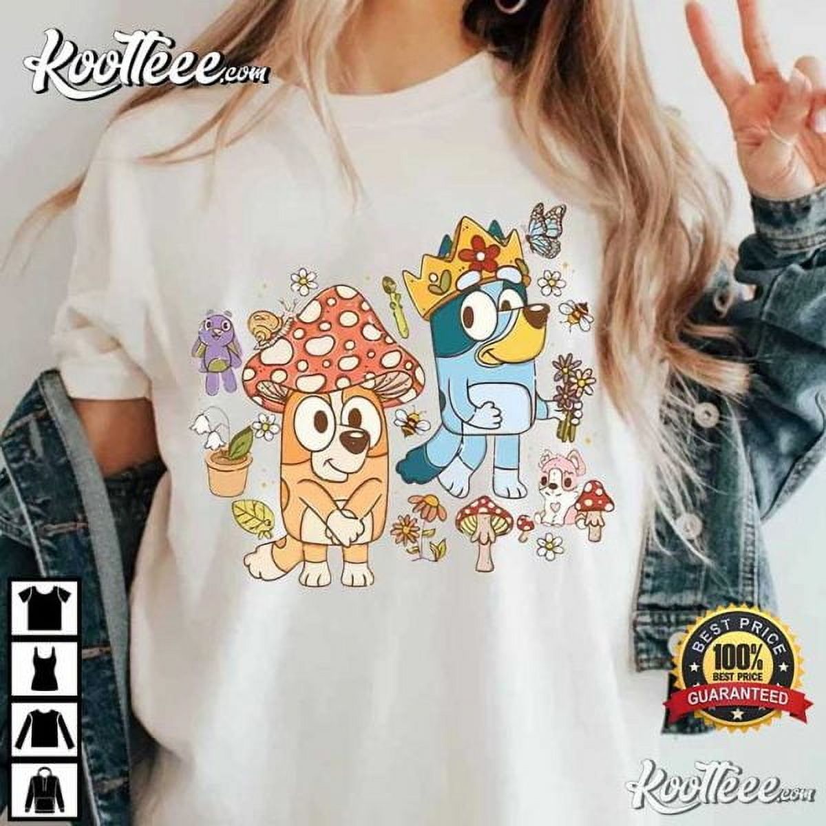 Bluey Mushroom Bluey And Bingo T-Shirt Shirt, Size L, Tee Ash New ...