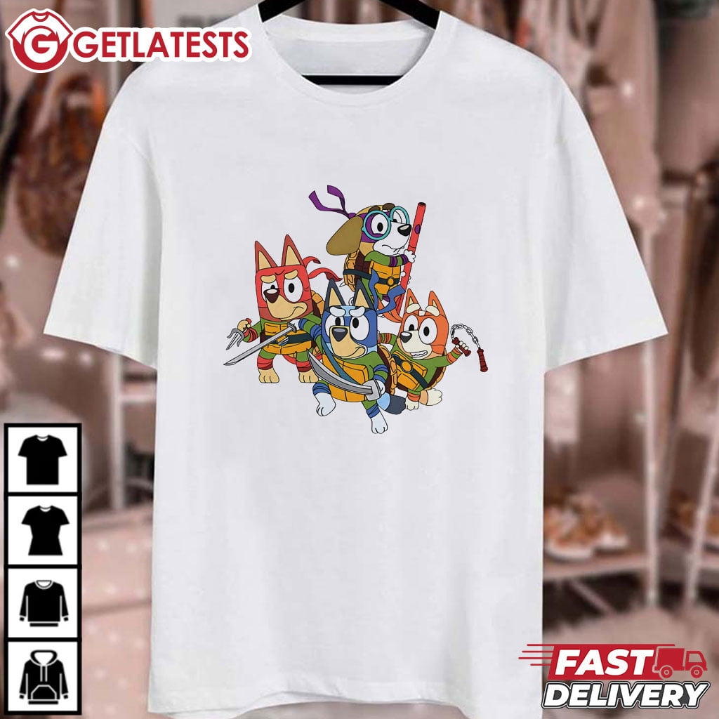 Bluey Mutant Ninja Turtles Unisex Short Sleeve T-Shirt,Light Blue Color ...