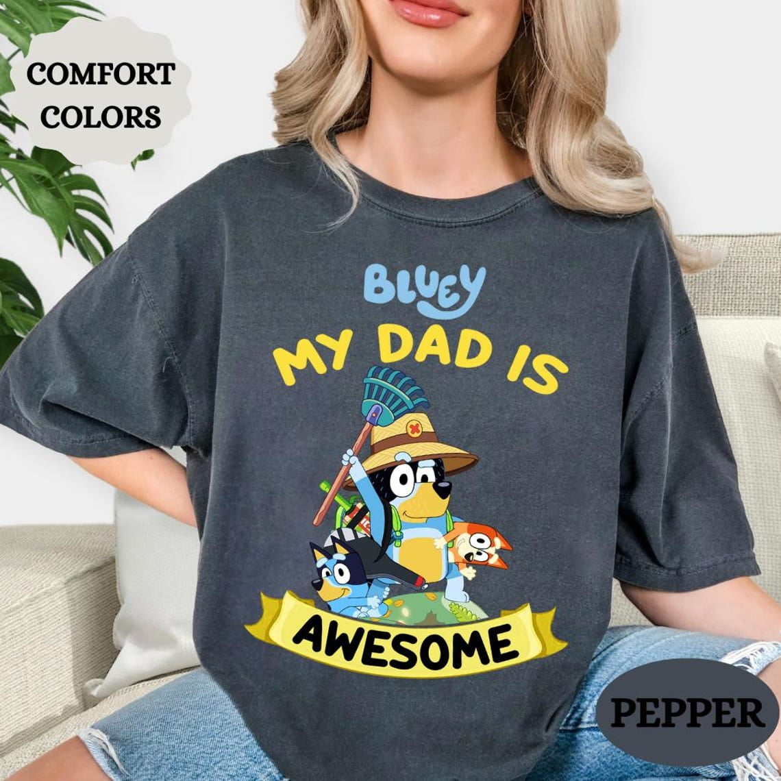 Bluey My Dad Is Awesome Shirt, Bluey Fathers Day Shirt, Father'S Day ...