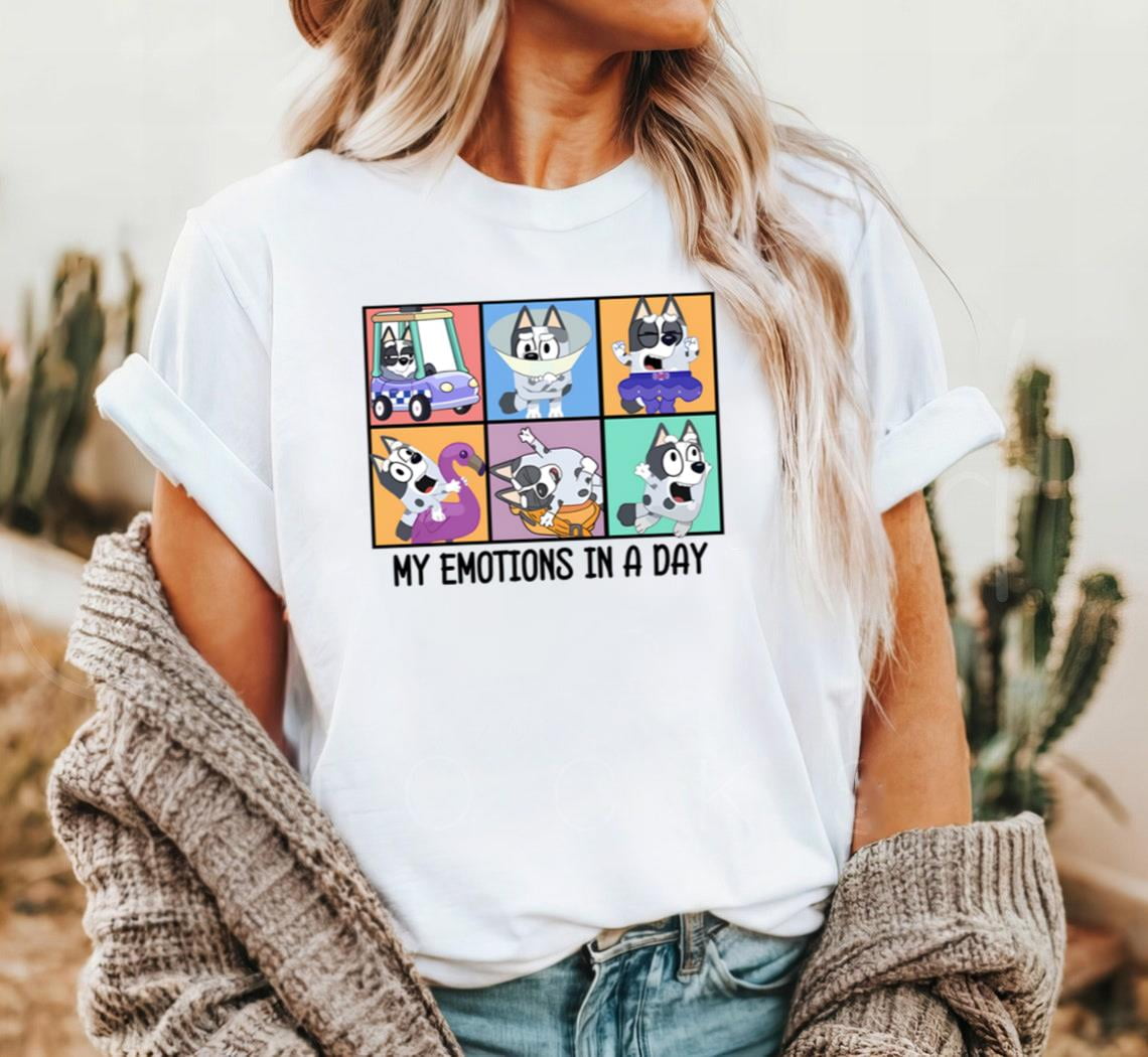 Bluey My Emotions In A Day Bluey Shirt, Cute Bluey Tee, Family Matching ...