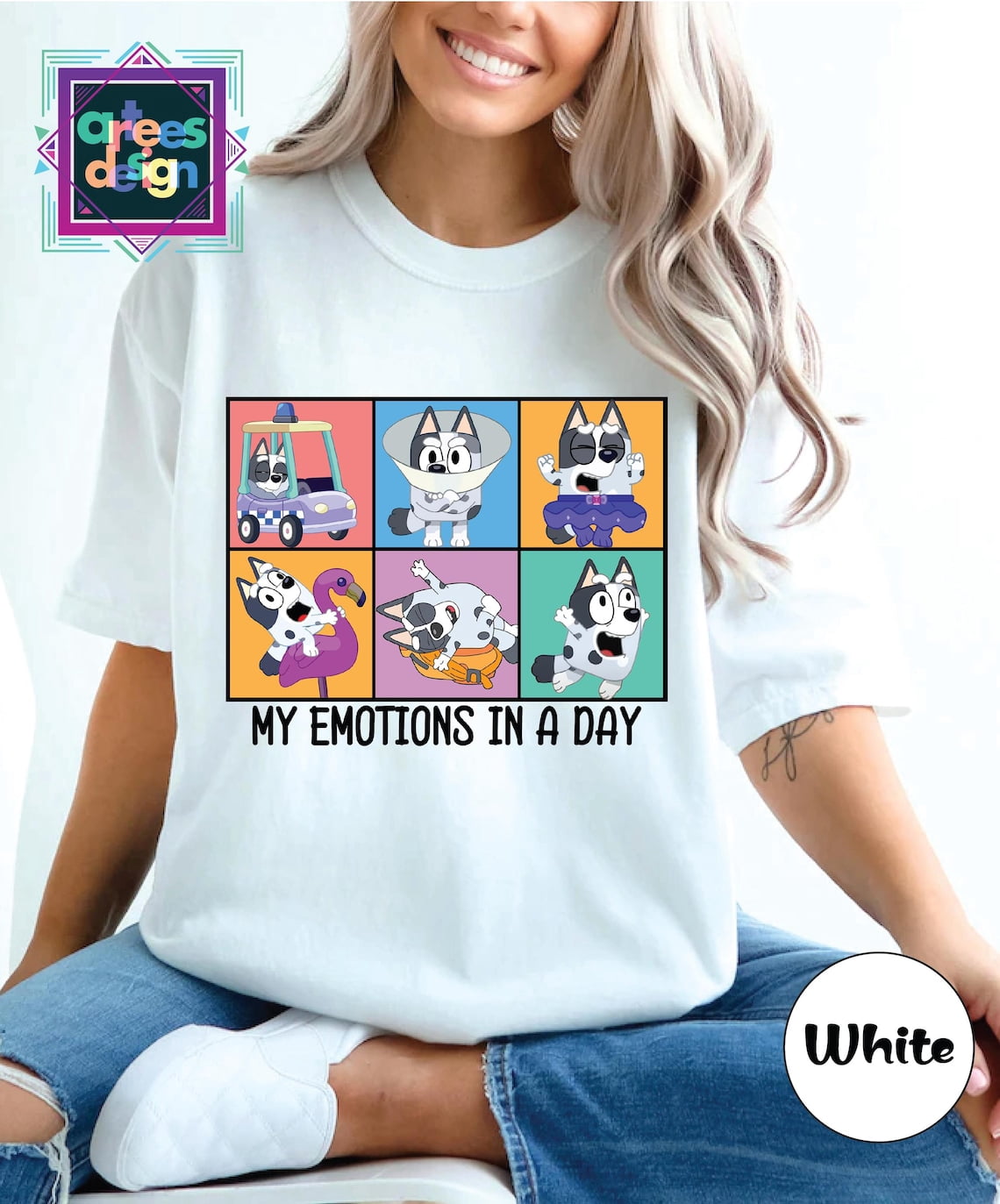 Bluey My Spirit Animal Muffin My Emotions In A Day Shirt Blue Dog ...