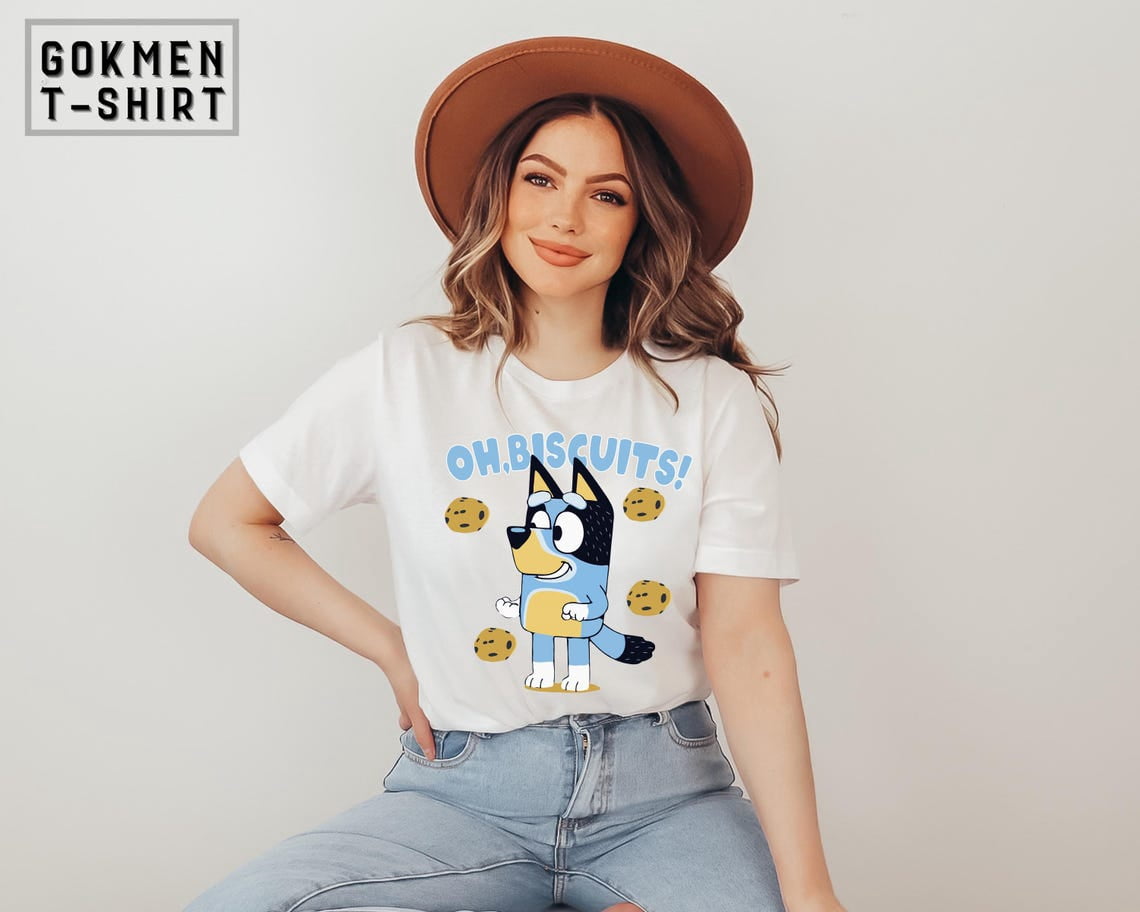 Bluey Oh Biscuits Blue Dog Shirts, Blue Dog Shirt, Blue Dog Era Shirt ...