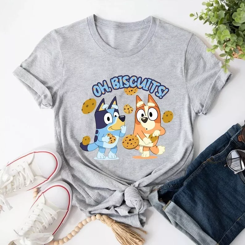 Bluey Oh Biscuits, Bluey Birthday, Unisex S-5XL Hot Trending Shirt ...