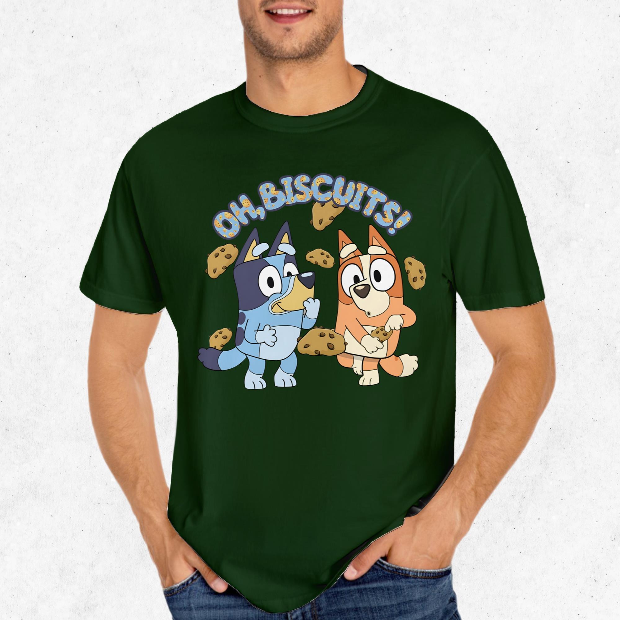 Bluey Oh Biscuits! T-Shirt - Fun Bluey and Bingo Cookie Design ...