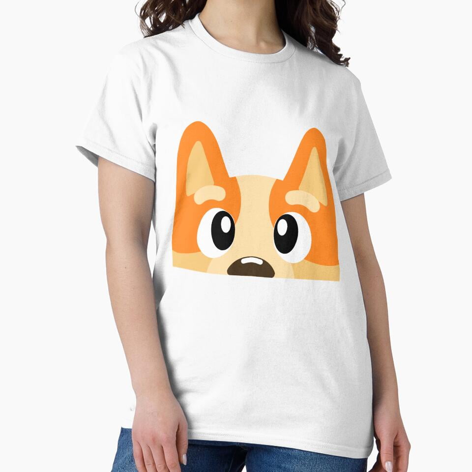Bluey Orange Dog Peeking Classic T-Shirt, All Size S-5XL Bluey Shirt ...