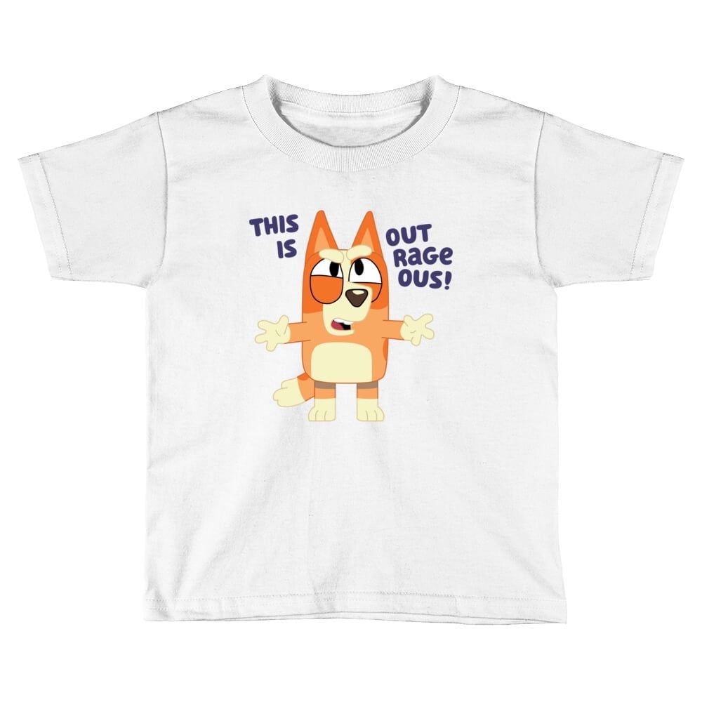 Bluey Outrageous Toddler Tee, Fun Bluey Cartoon, Birthday Party Shirt ...