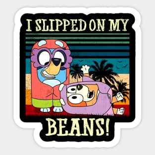 Bluey Palm Tree Vintage I Slipped On My Beans Sticker Bluey Stickers ...