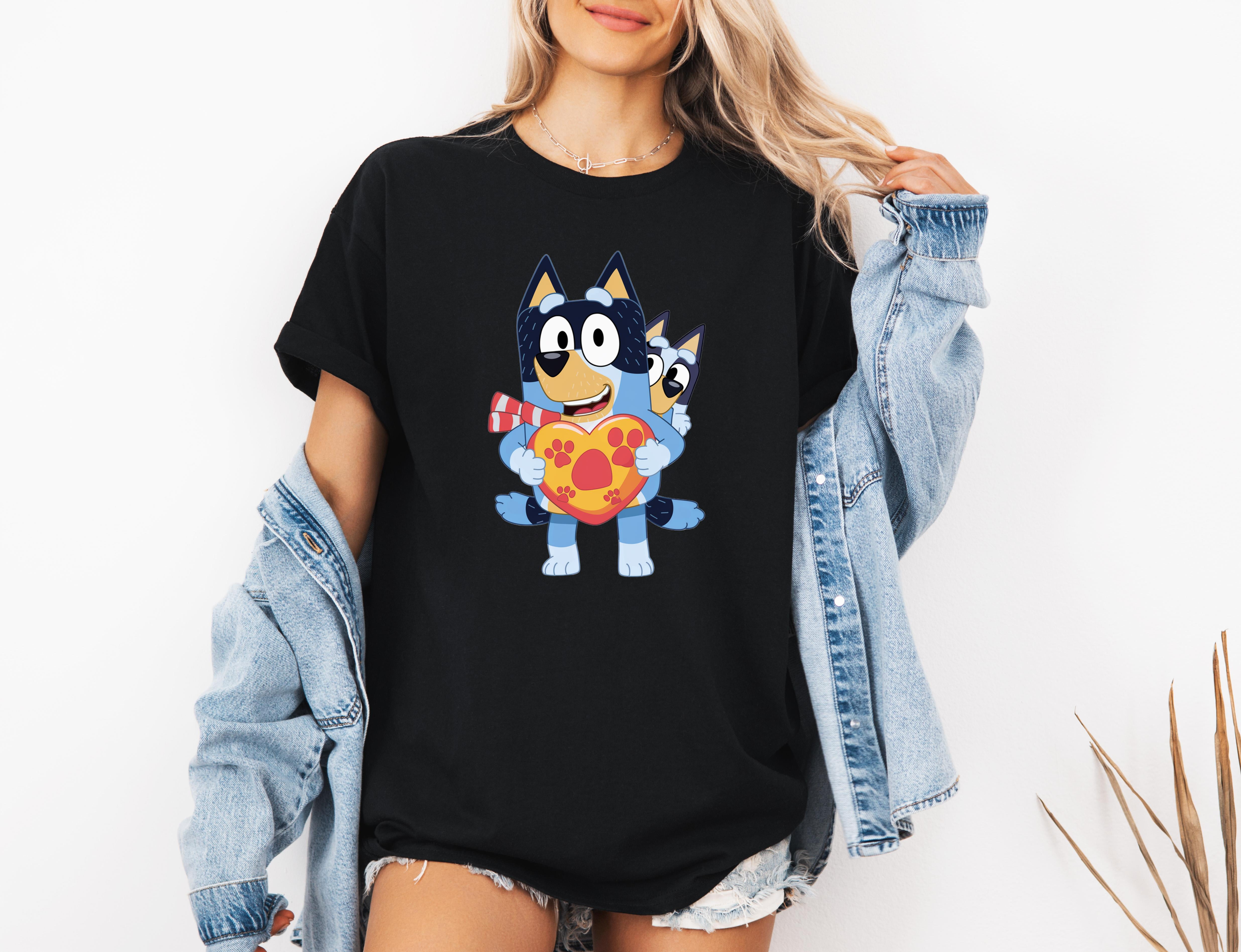 Bluey Paw Prints on My Heart Bluey T-shirt, Fun Family Design, Unisex S ...
