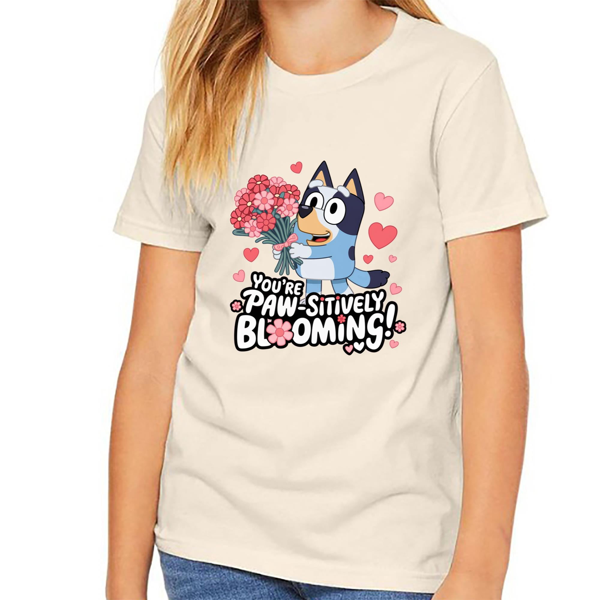 Bluey Paw-sitively Blooming Pup With Flowers And Hearts, Joyful Love ...