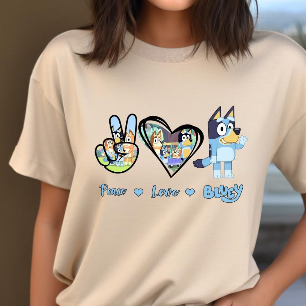 Bluey Peace Love Bluey Shirt, Bluey Friends Shirt, Bluey Family ...
