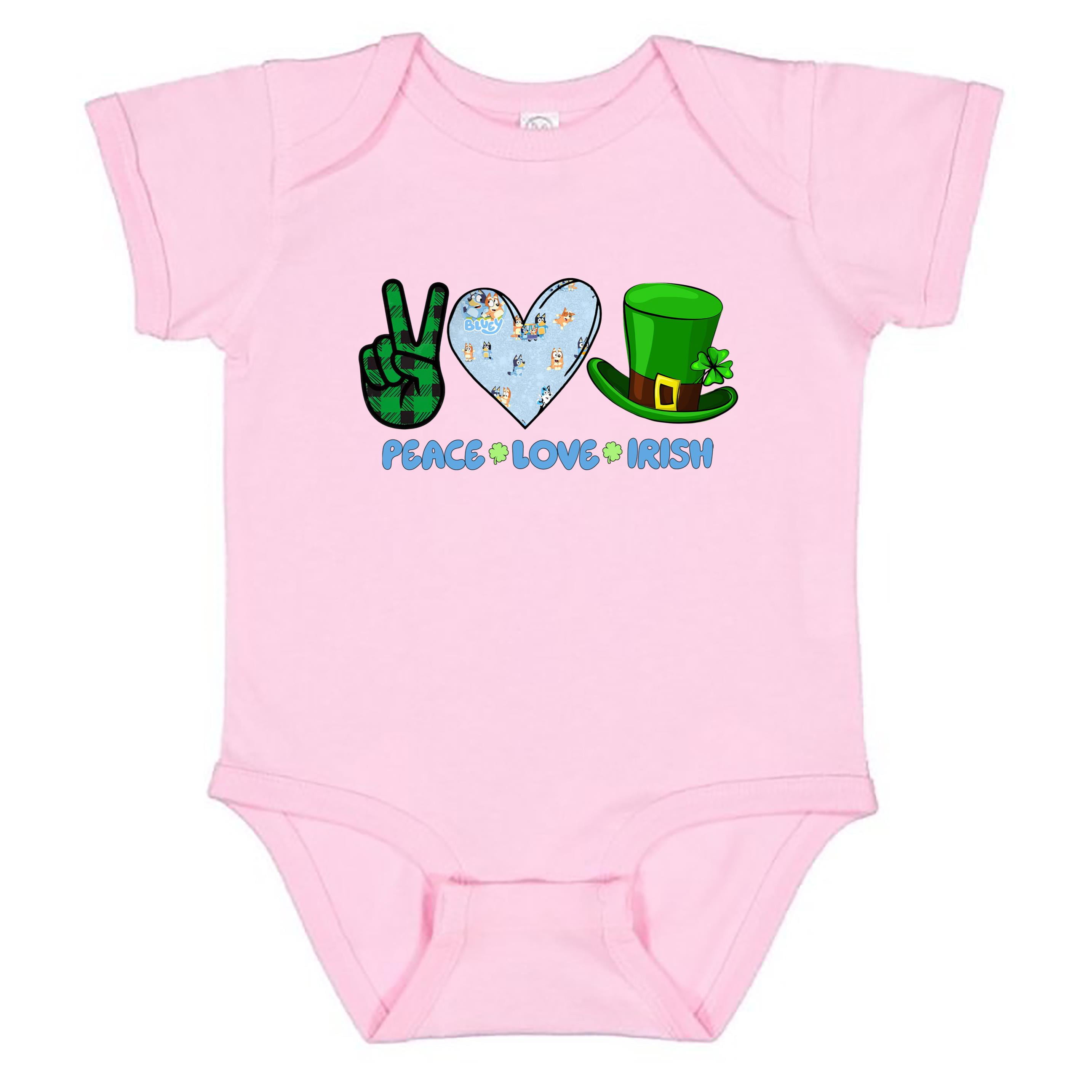 Bluey Peace Love Irish Baby Bodysuit Bluey Happy St. Patrick'S Day Baby ...