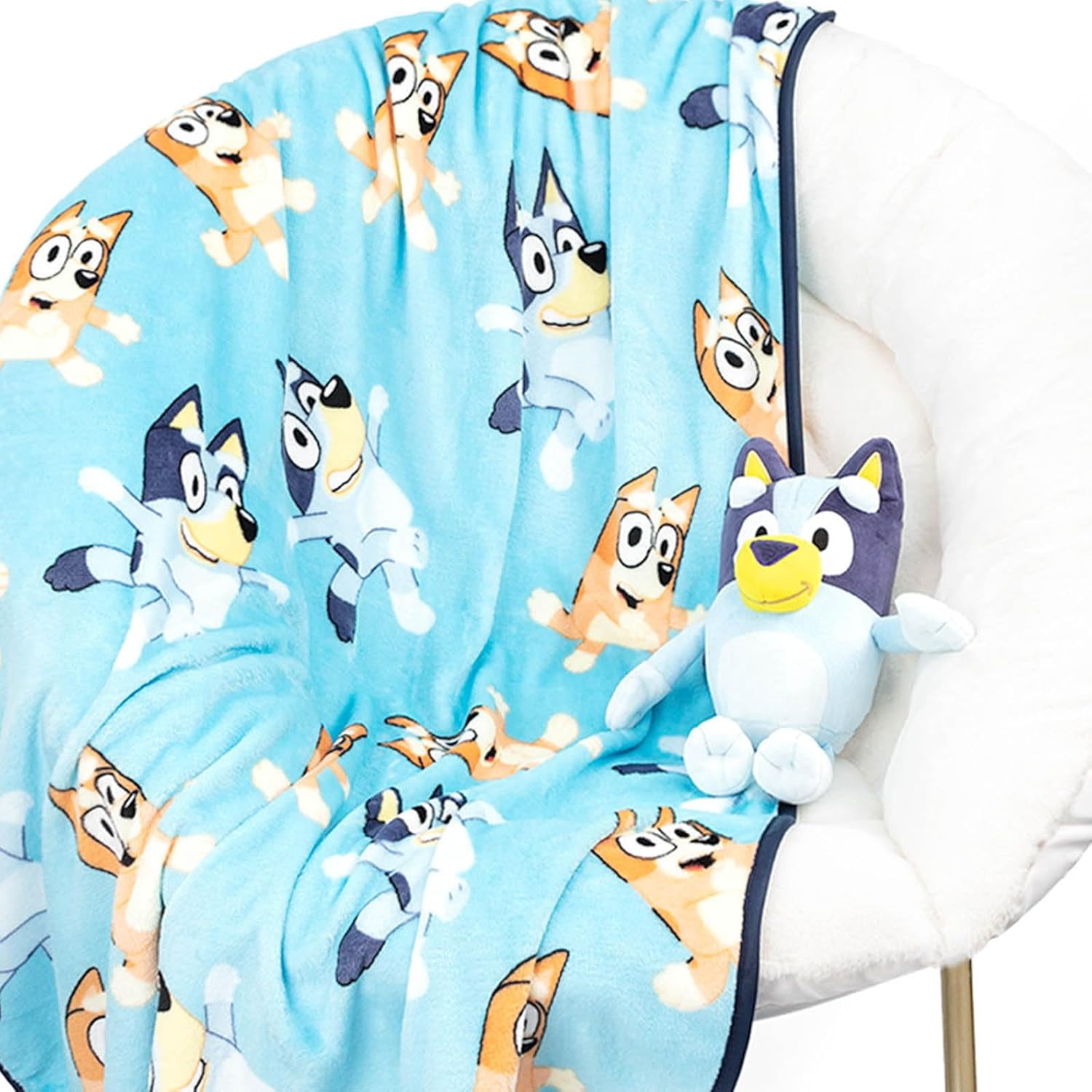 Bluey Plush Mini ow Buddy & 40 x 50 Inch Travel Throw Set - Kids Super ...