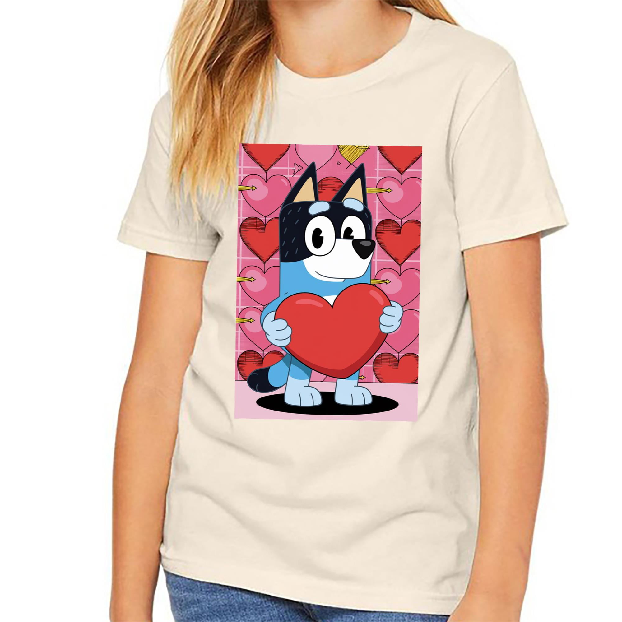 Bluey Pop Art Pup With Red Heart, Colorful Cartoon Design With Love ...