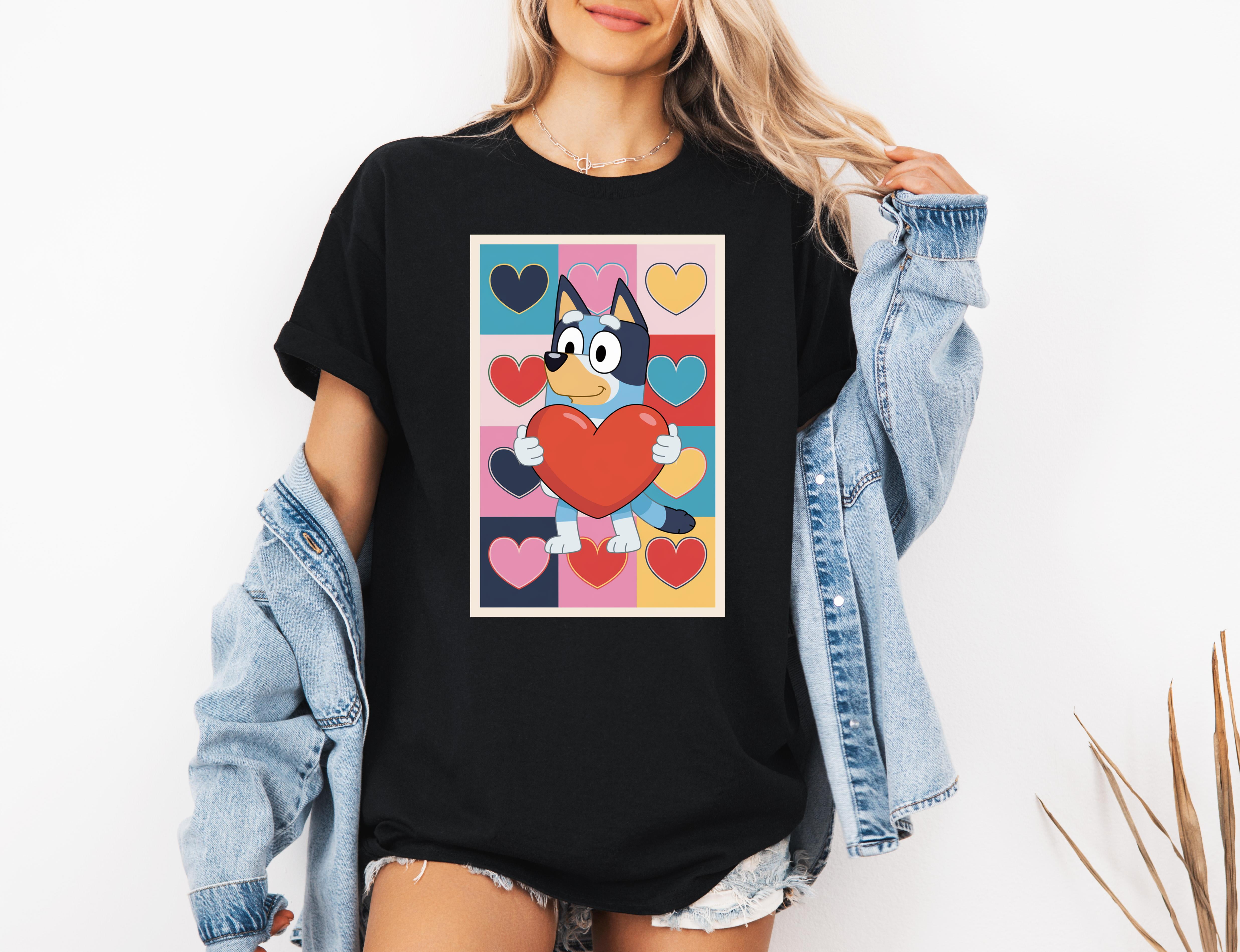 Bluey Pop Art Style Bluey T-shirt, White Border Design, Unisex S-5XL ...