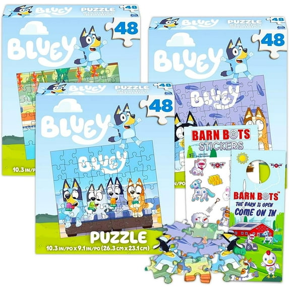 Bluey Premier 48 Pc Puzzle Set for Kids - Bluey Party Supplies Bundle ...
