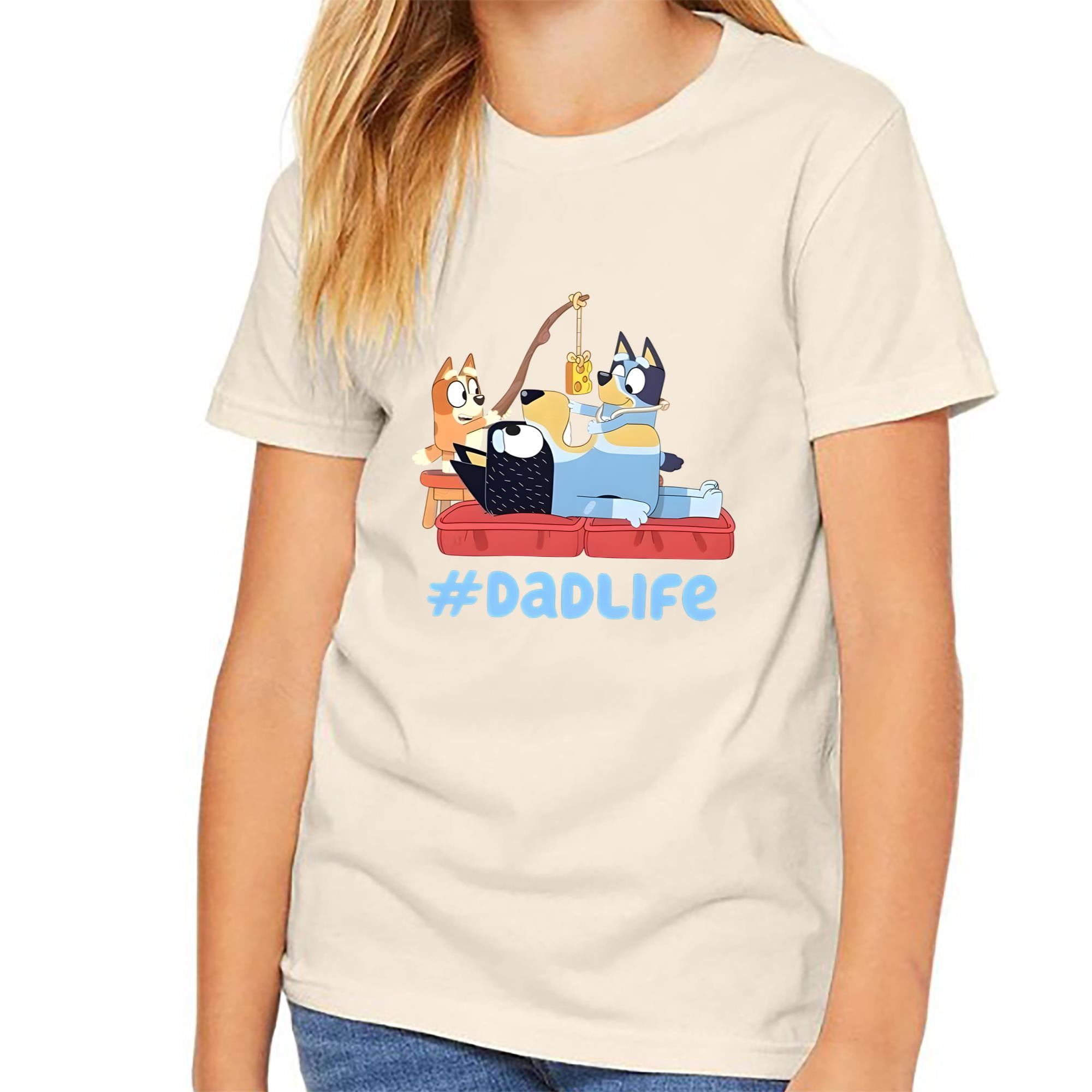 Bluey Pup Dad In #DadLife Mood, Fun Parenting-Themed Cartoon Design For ...