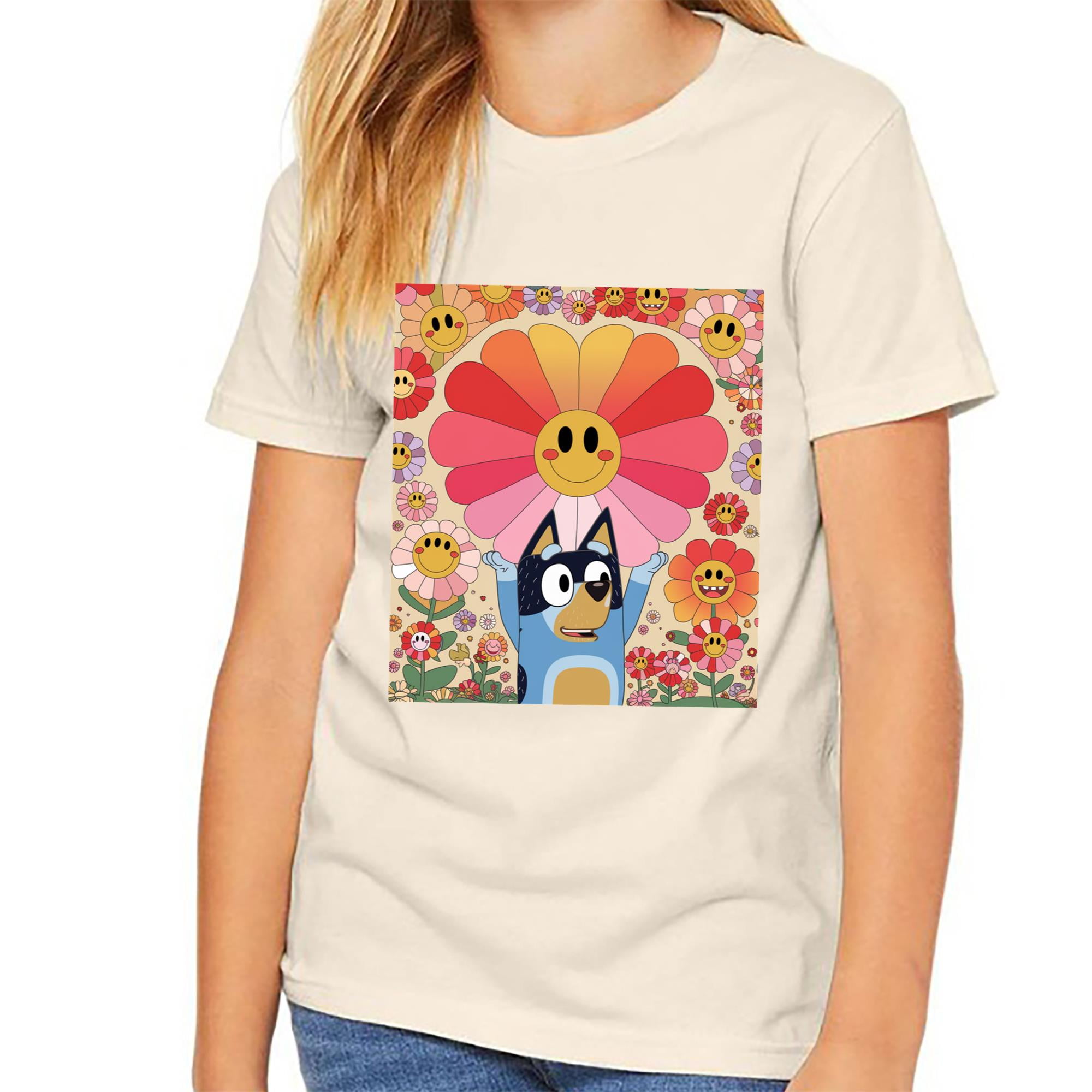 Bluey Pup Surrounded By Colorful Flowers, Inspired Pop Art Design With ...