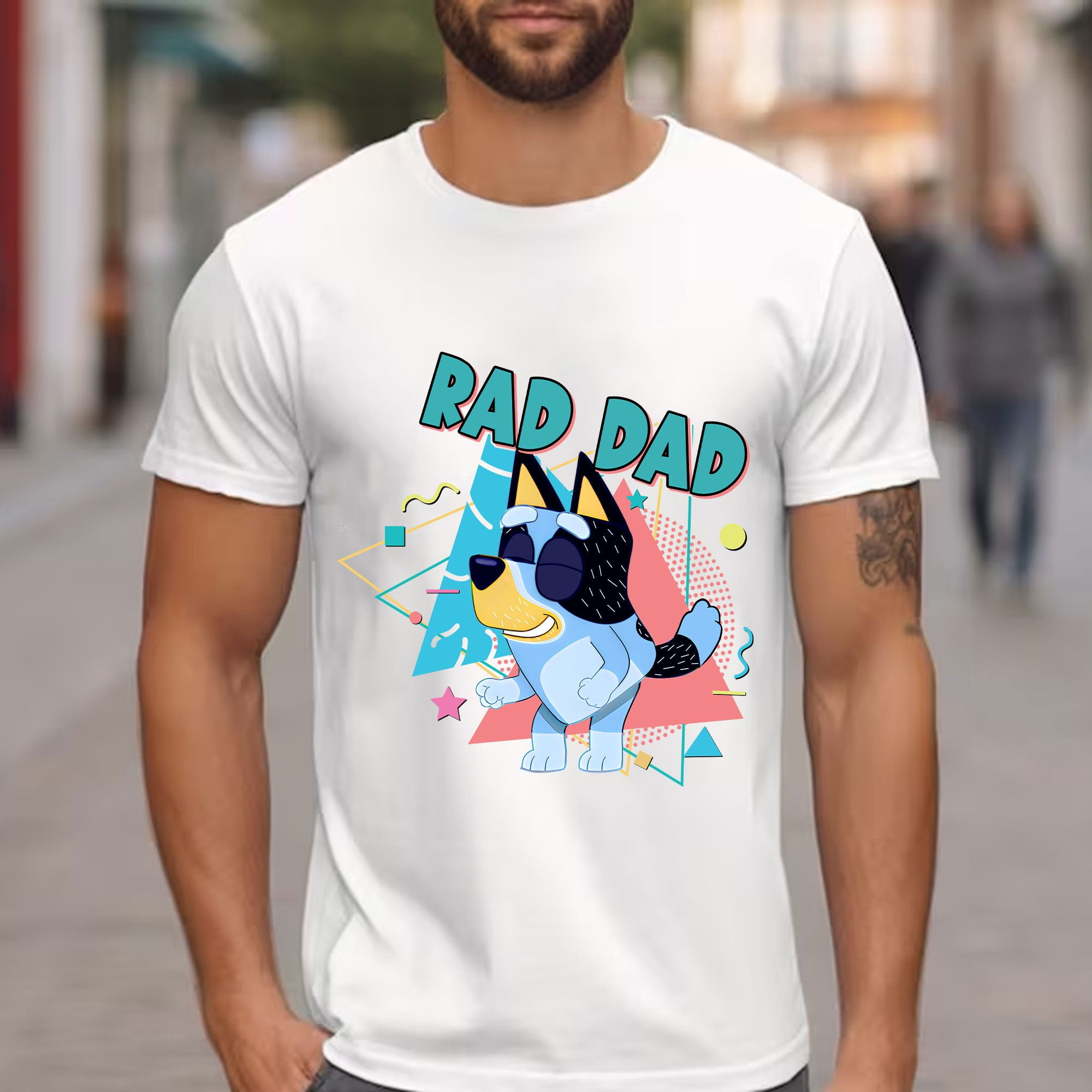Bluey Rad Dad Blue Dog Movie Character, Dancing Alone The Moon T-Shirt, Unique Gift Shirt ...