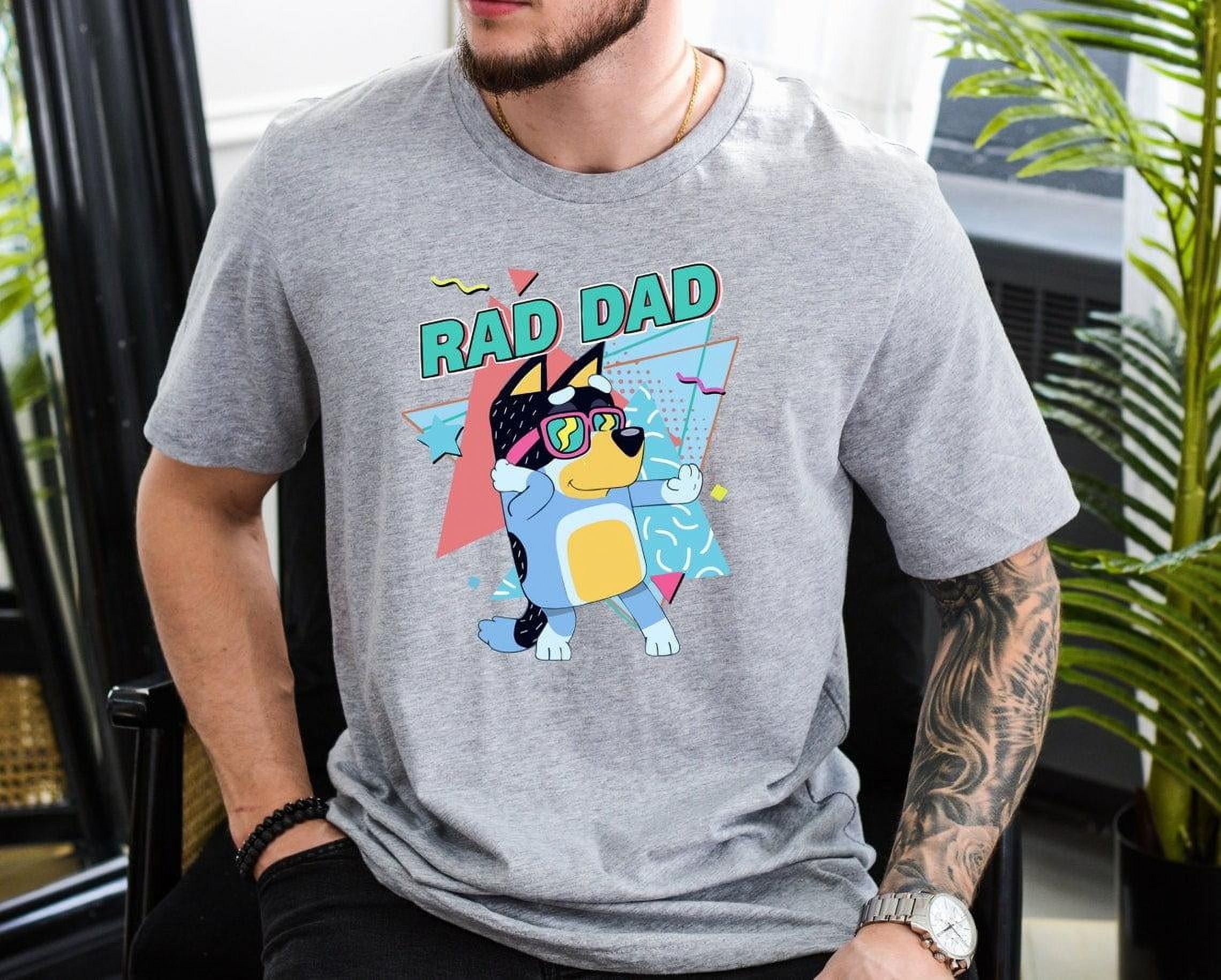 Bluey Rad Dad Sport Grey Shirt, Rad Dad Tshirt, Bluey Bandit Shirt, Dad Birthday Shirt, Size M ...