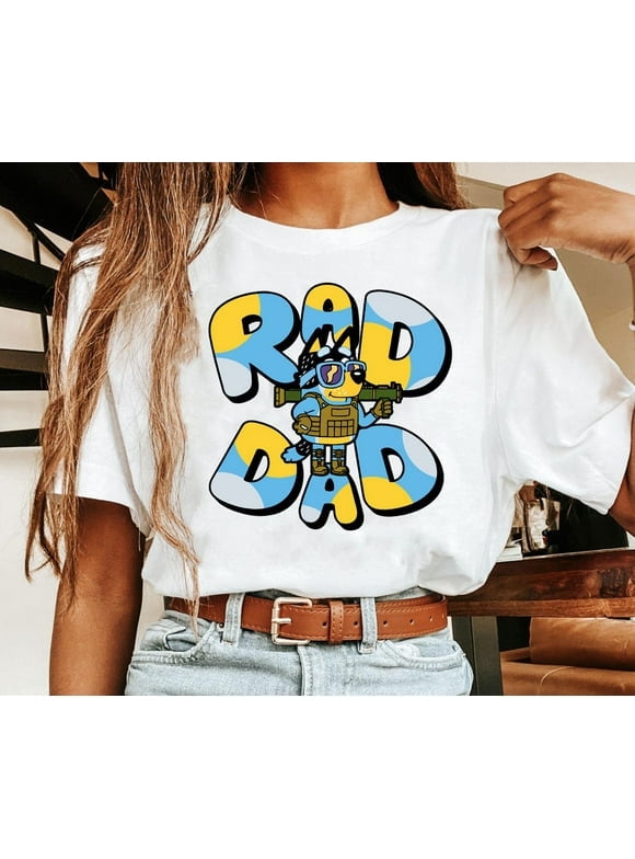 Bluey Rad Dad T-Shirt, Military Dad Shirt, Bluey Tactical Dad, Bluey ...