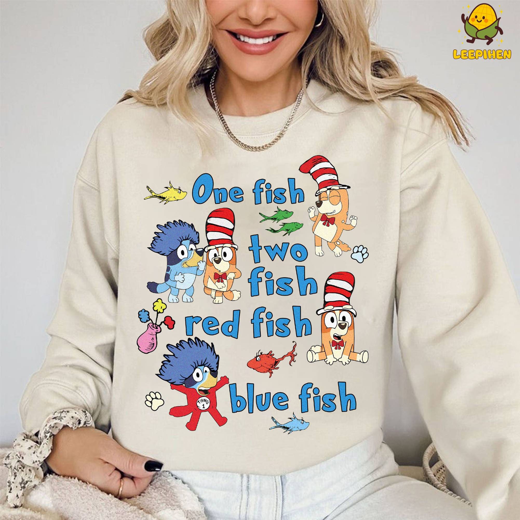 Bluey Read Across America Shirt, Bluey Reading Day T-shirt,One Fish Two ...