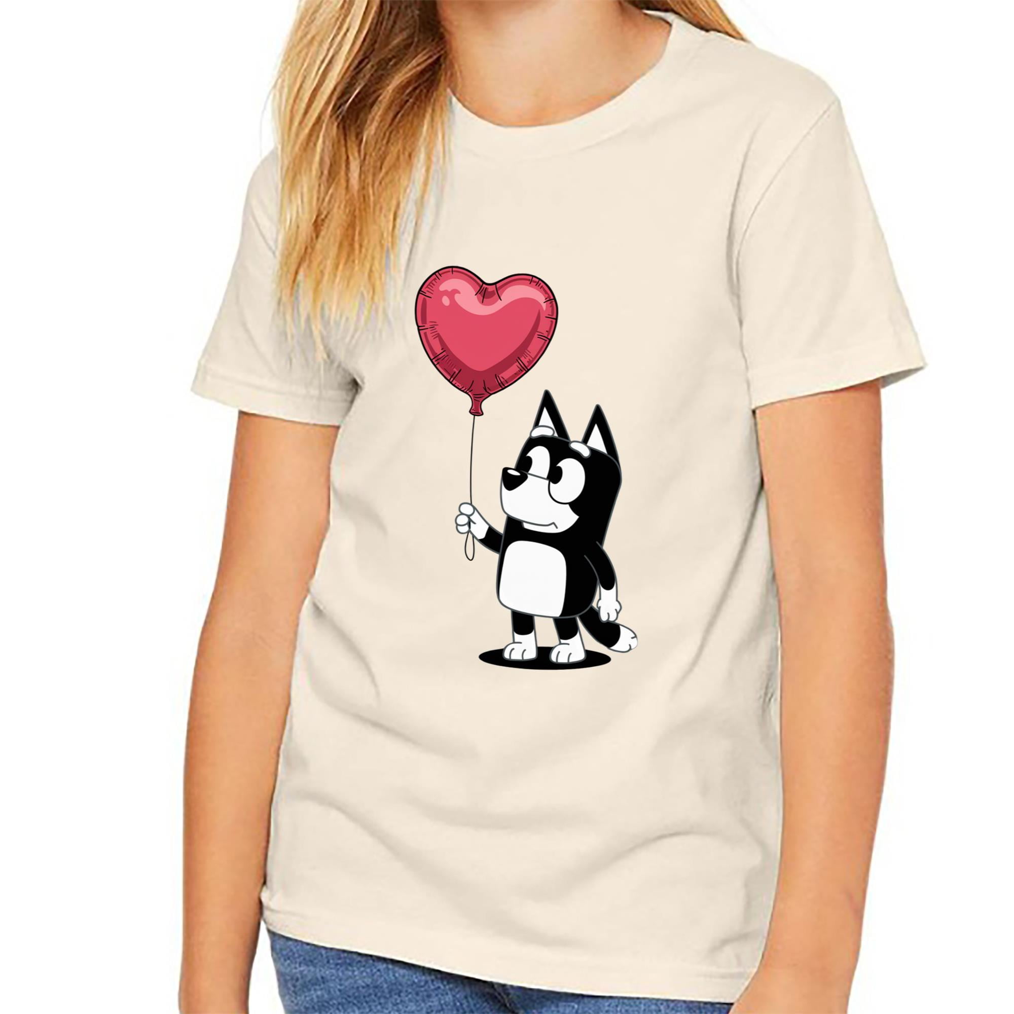 Bluey Red Heart Balloon With Pup In Sky, Adorable Cartoon Design For ...