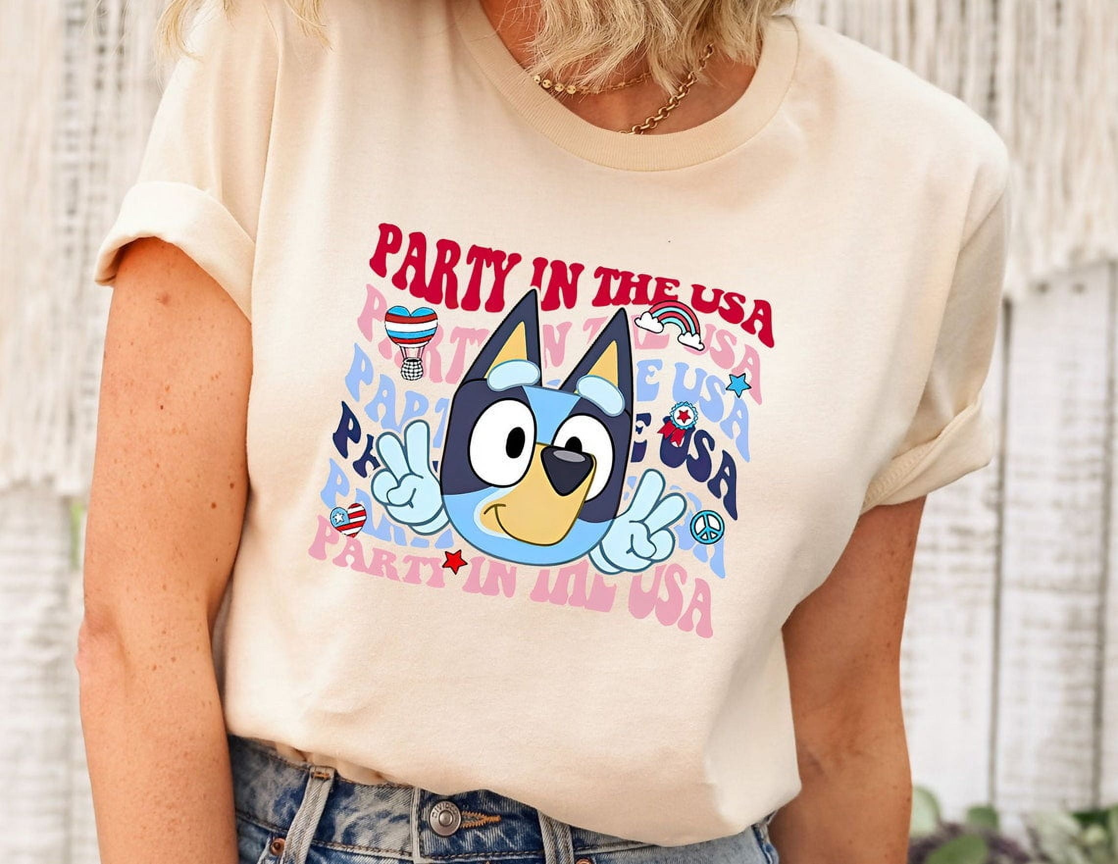Bluey Red White Blue, 4Th Of July Cartoon Shirt, Blue Dog Shirt, Unisex ...