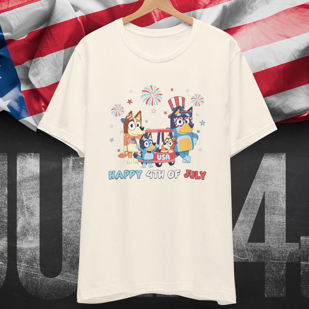 Bluey Red White Blue 4Th Of July Shirt, Patriotic Cartoon Tee, Funny ...