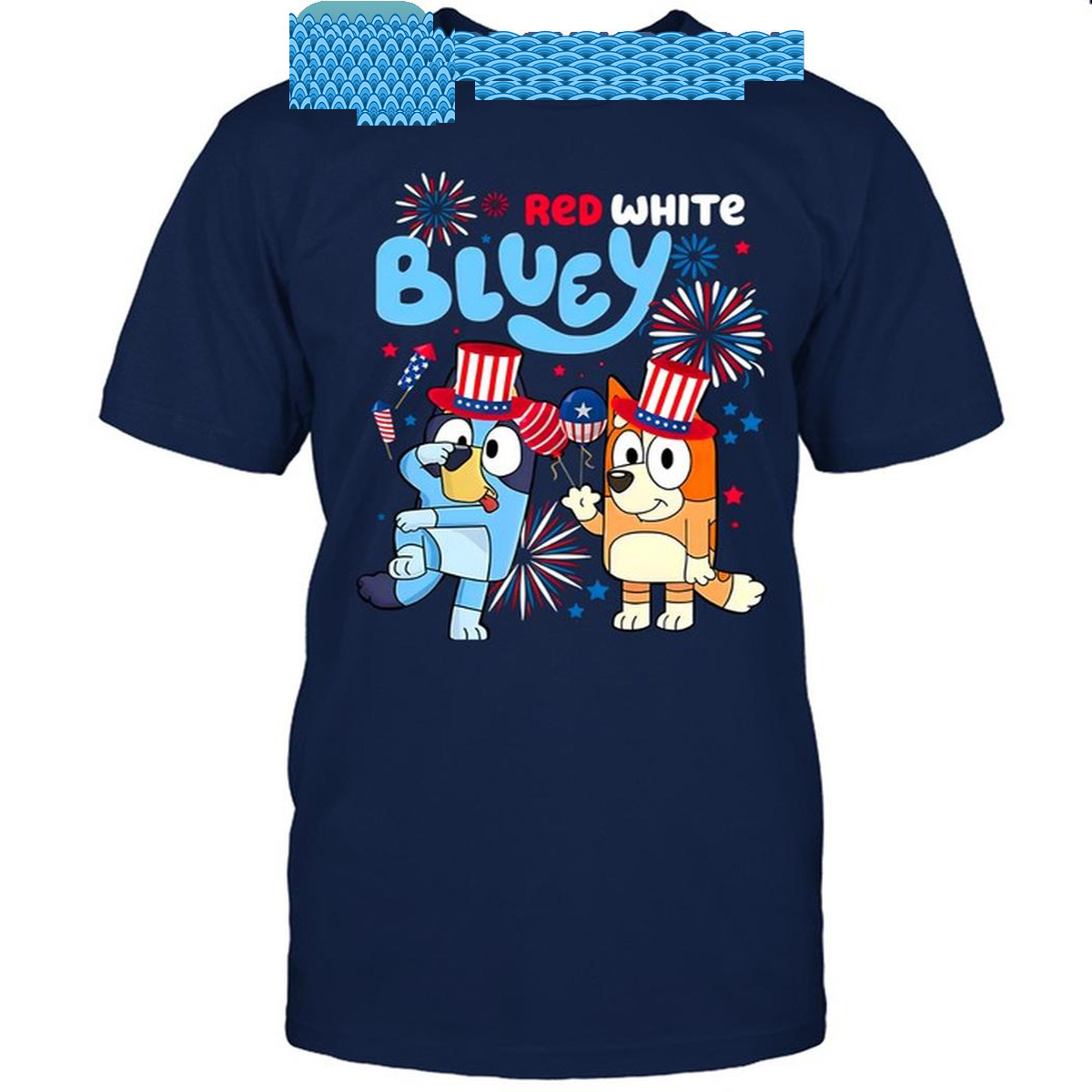 Bluey Red White Blue Love 4th Of July America T-Shirt - Walmart.com