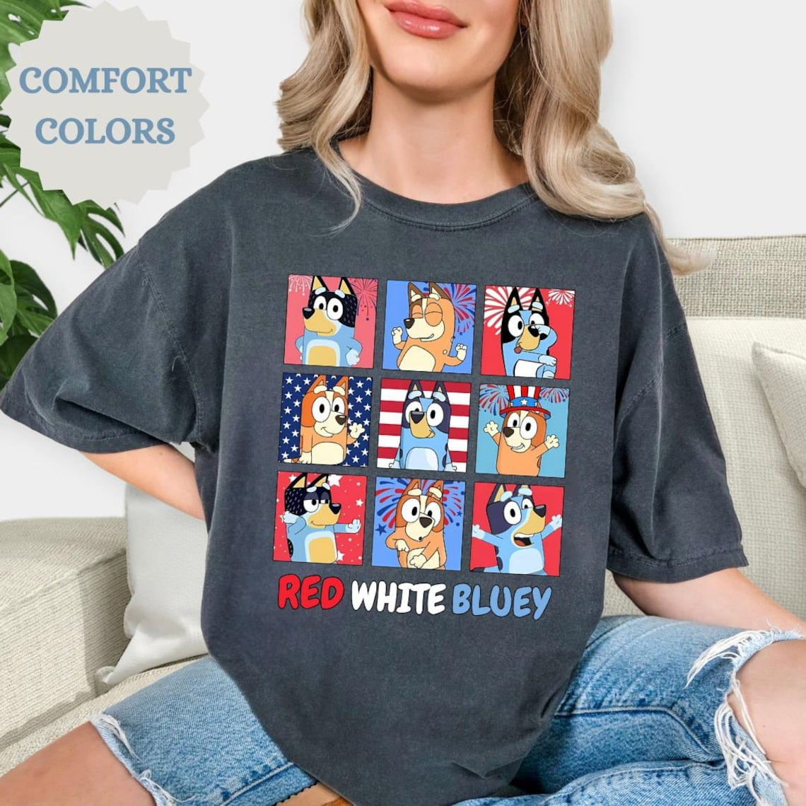 Bluey Red White Bluey Fourth Of July Shirt, Bluey Adult Shirt, Red ...