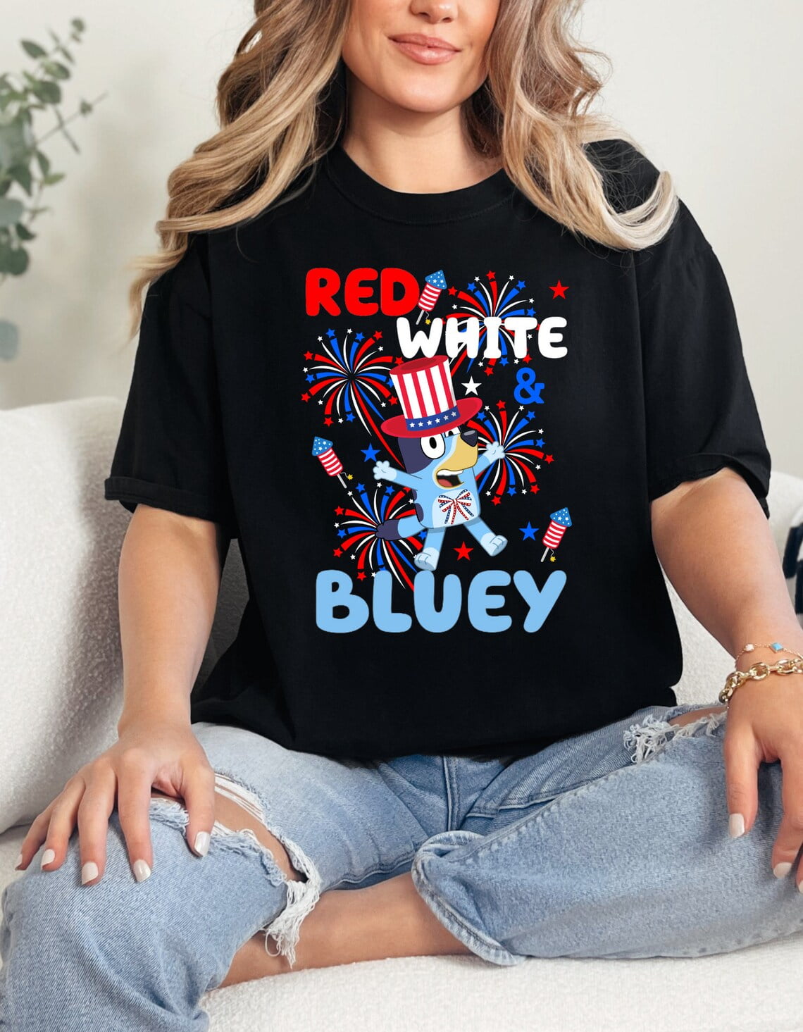 Bluey Red White & Bluey, Fourth Of July, Unisex S-5XL Hot Trending ...