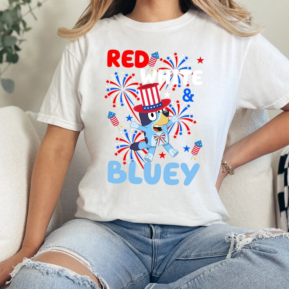 Bluey Red White & Bluey Unisex T-Shirt, Fourth Of July, Bluey Design ...