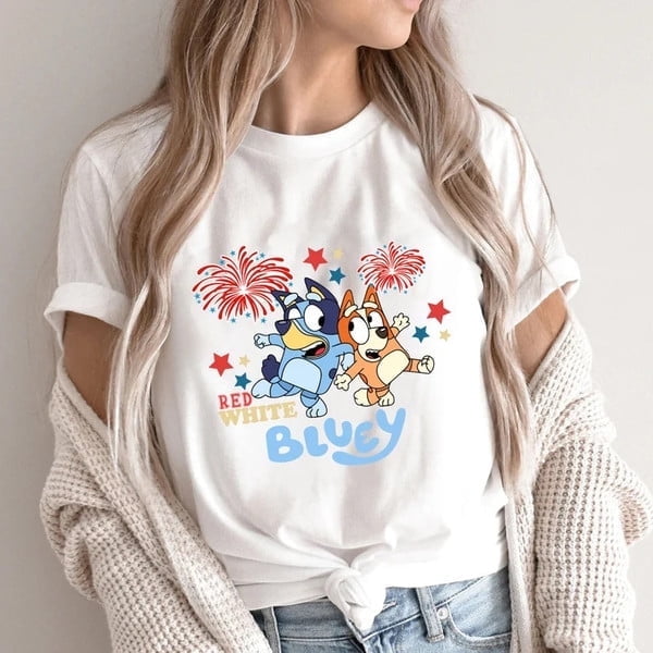 Bluey Red White Shirt, Bluey And Bingo 4Th July Shirt Comfort Colors ...