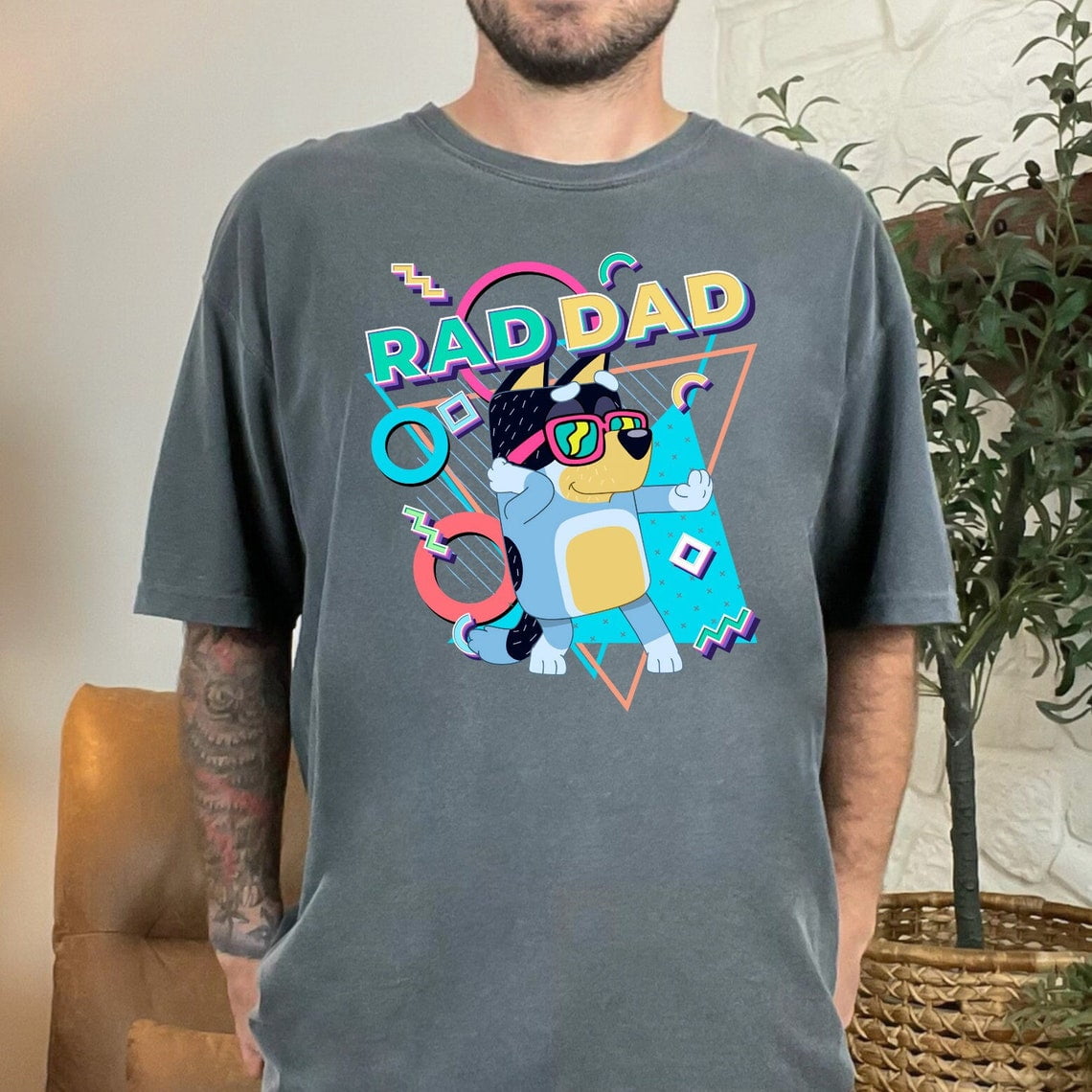 Bluey Retro Rad Dad Bluey Shirt, Bandit Dad Shirt, Bluey, Gildan Softstyle, Father'S Day Gift ...