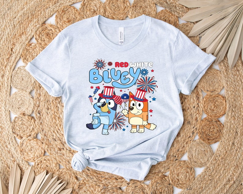 Bluey Shirt, Red White Bluey Fourth of July Shirt, Independence Day ...