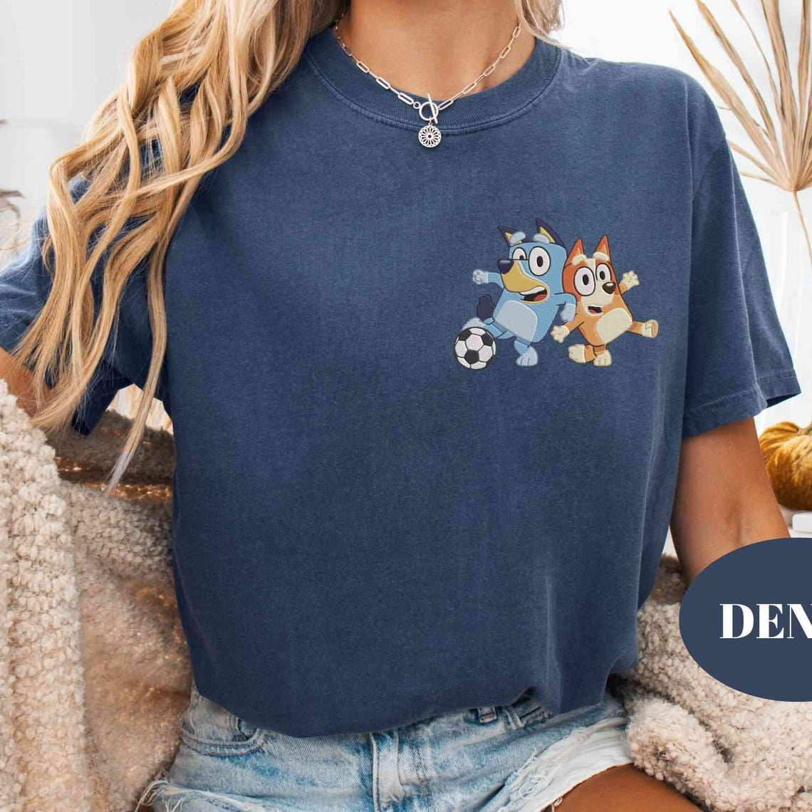 Bluey Soccer Embroidered Shirt Bingo Bluey Pocket Tee Cute Soccer Gift ...