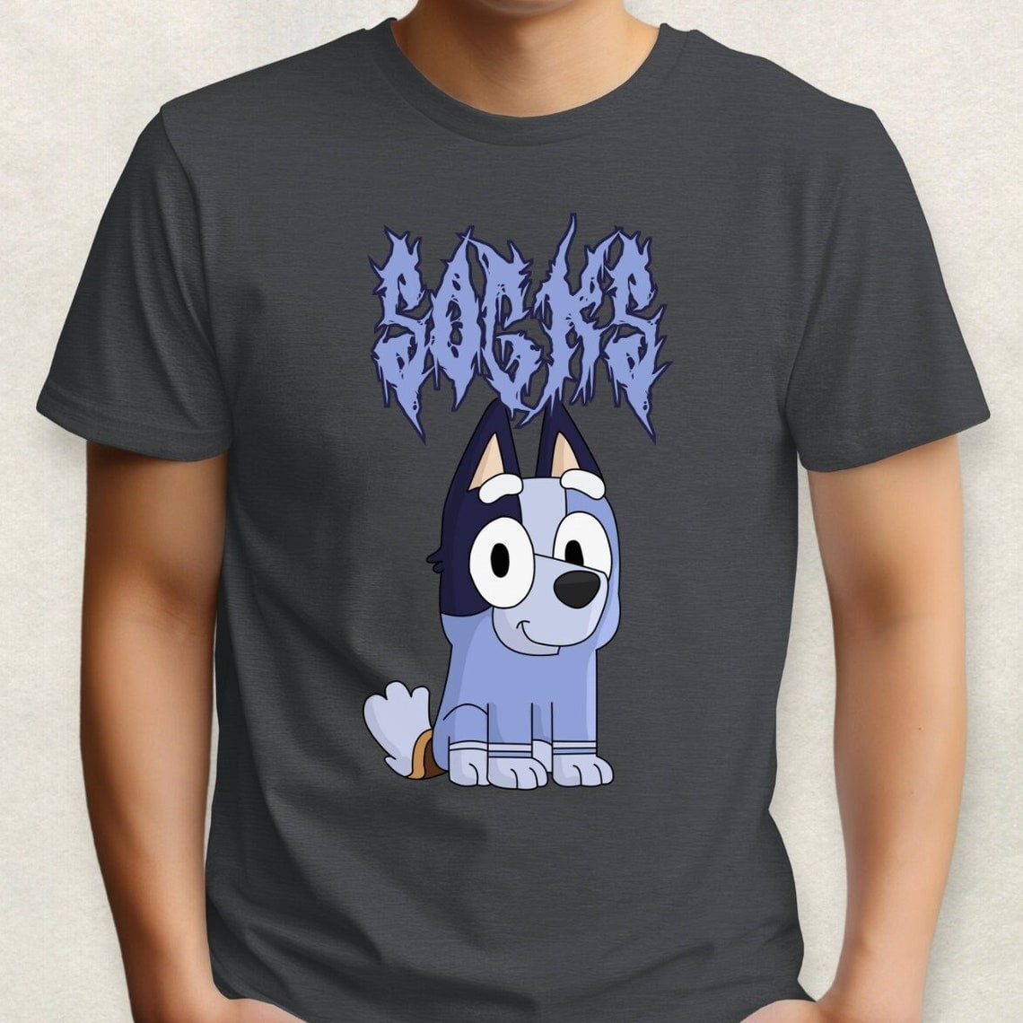 Bluey Socks Metal Shirt, Bluey, Black Metal, Goth Disney, Deathmetal ...